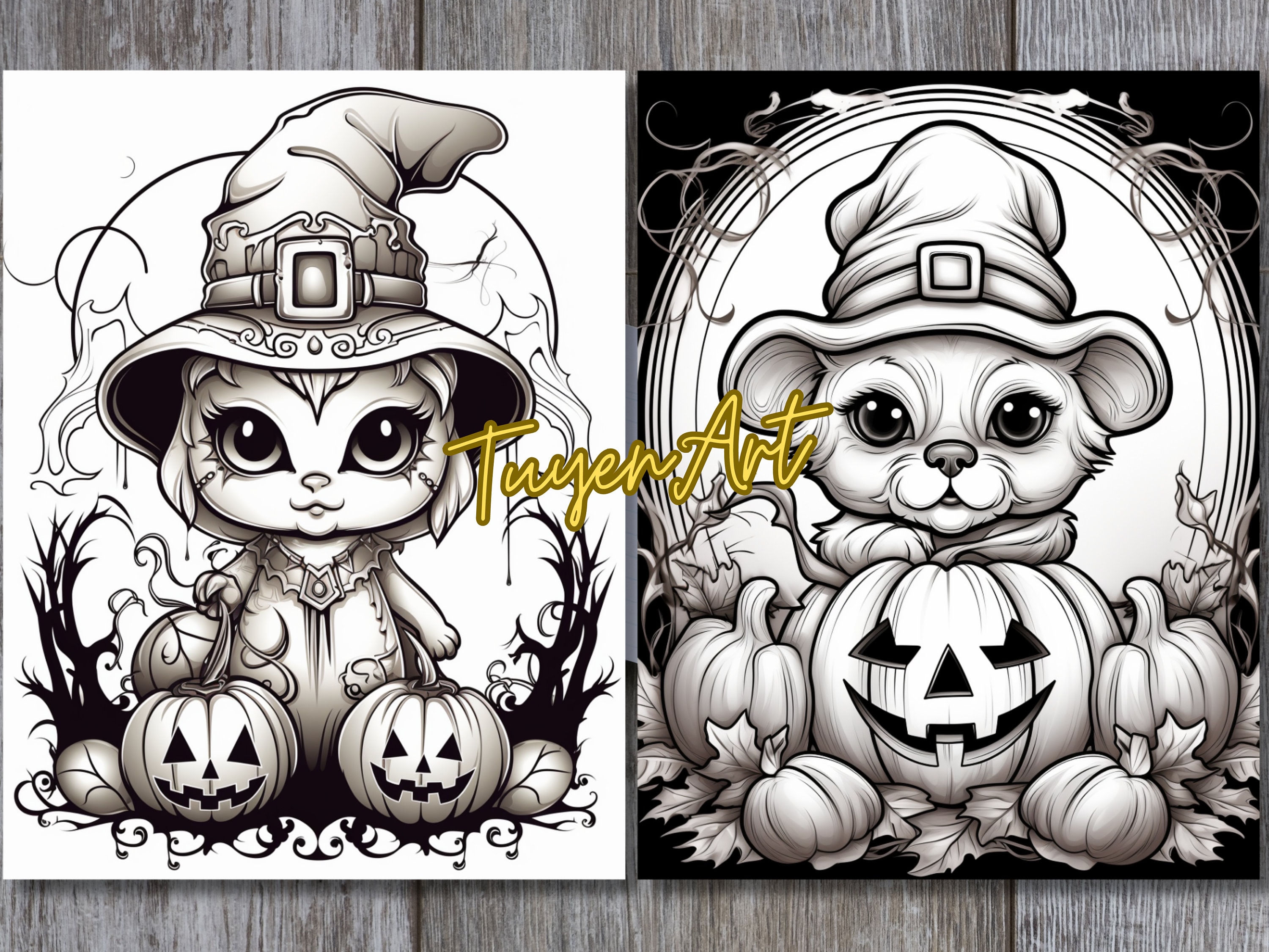 Halloween Creepy Coloring Book, Printable Gothic Creepy Pumpkin Witch ...