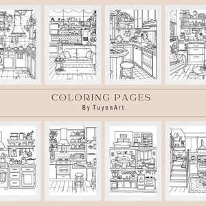 Cozy Kitchen Coloring Book, Interior Design Coloring Pages, Cute ...