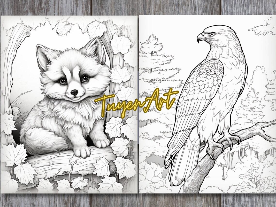 Autumn Animals Coloring Book, Fall Animals Coloring Pages, Autumn Charm ...