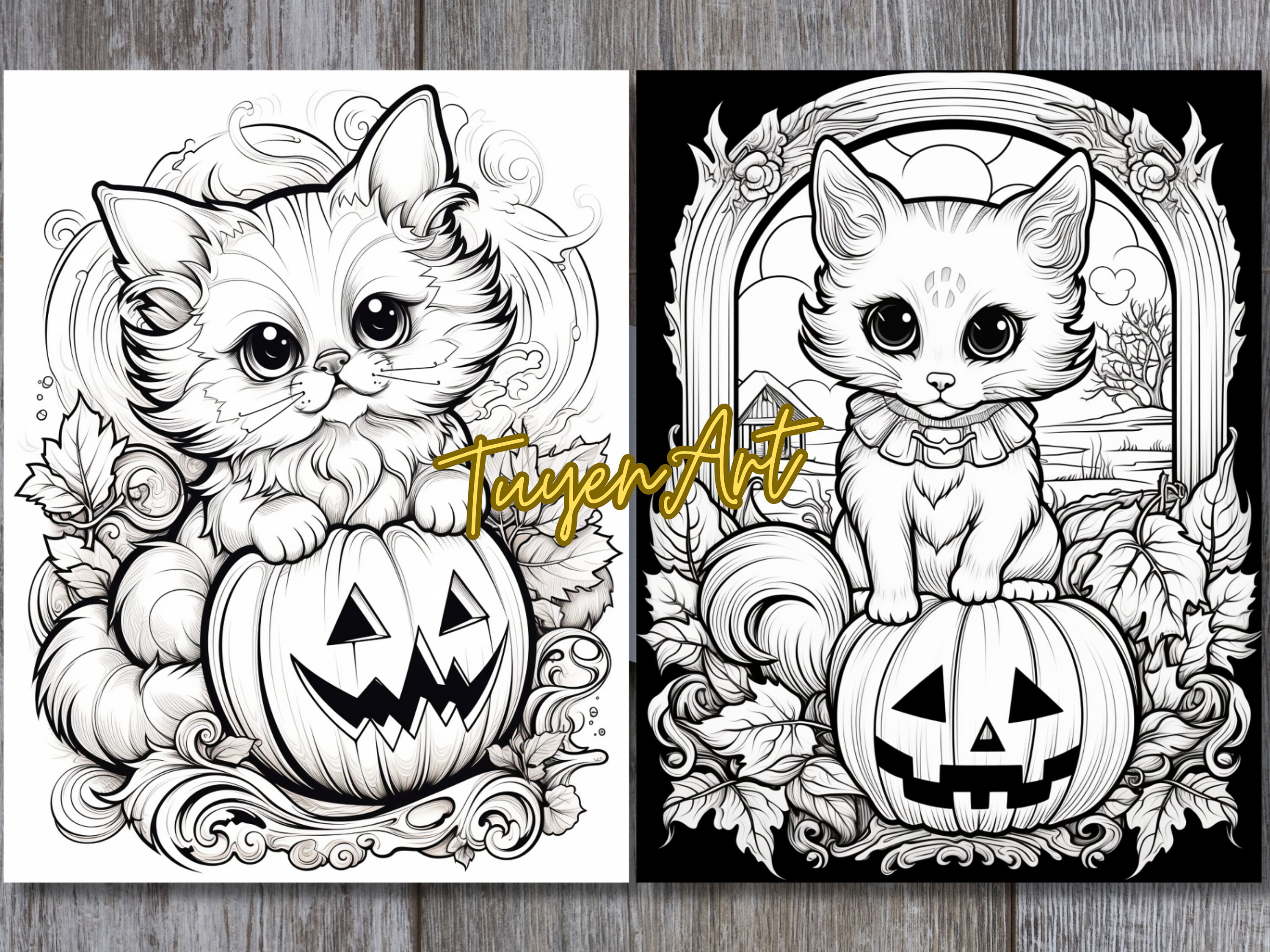 Halloween Animals Coloring Book, Gothic Pumpkin Cutties Coloring Pages ...