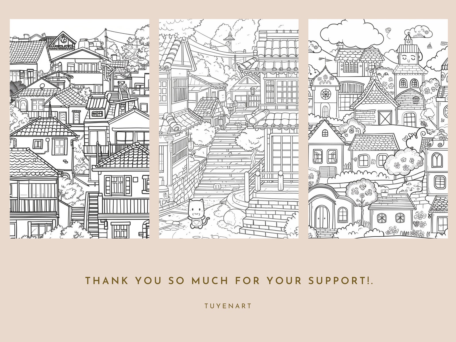 Kawaii Town Coloring Book, Architect and Building Coloring Pages ...