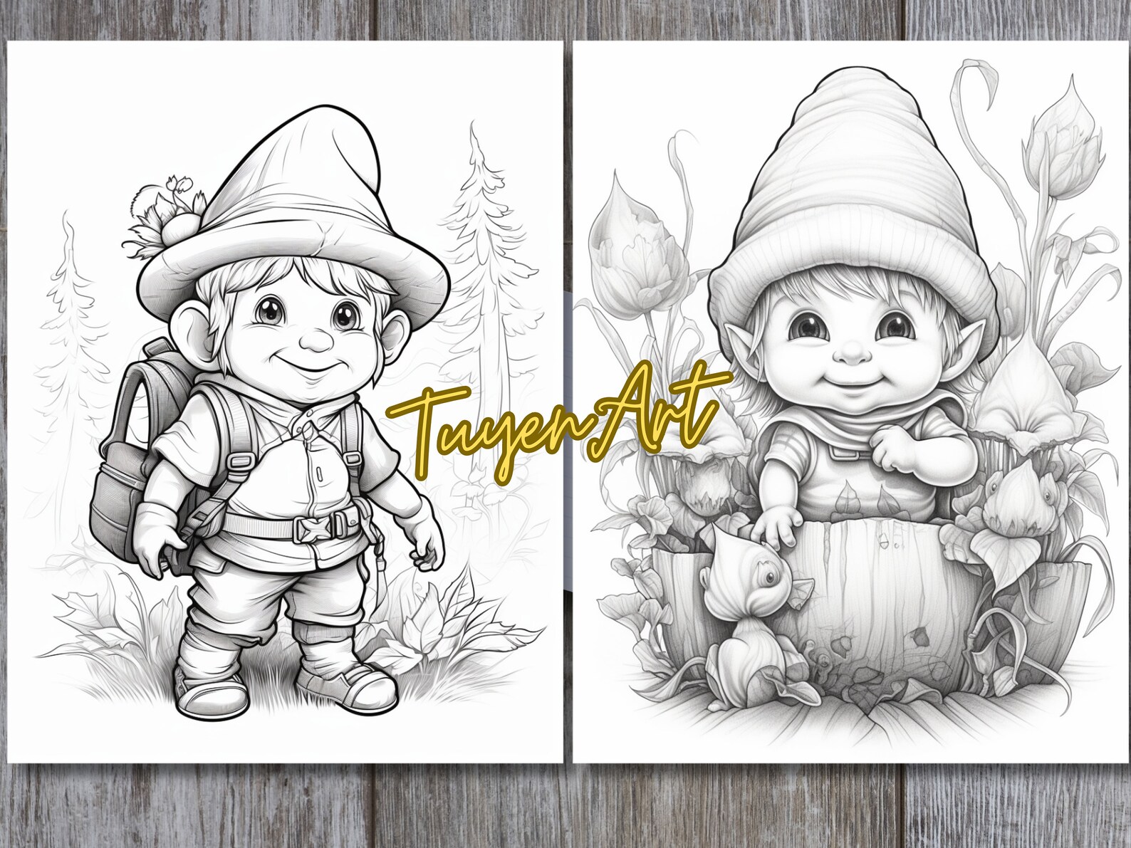 Gnome Baby Adventures Adult Coloring Pages Digital Download, Adult ...