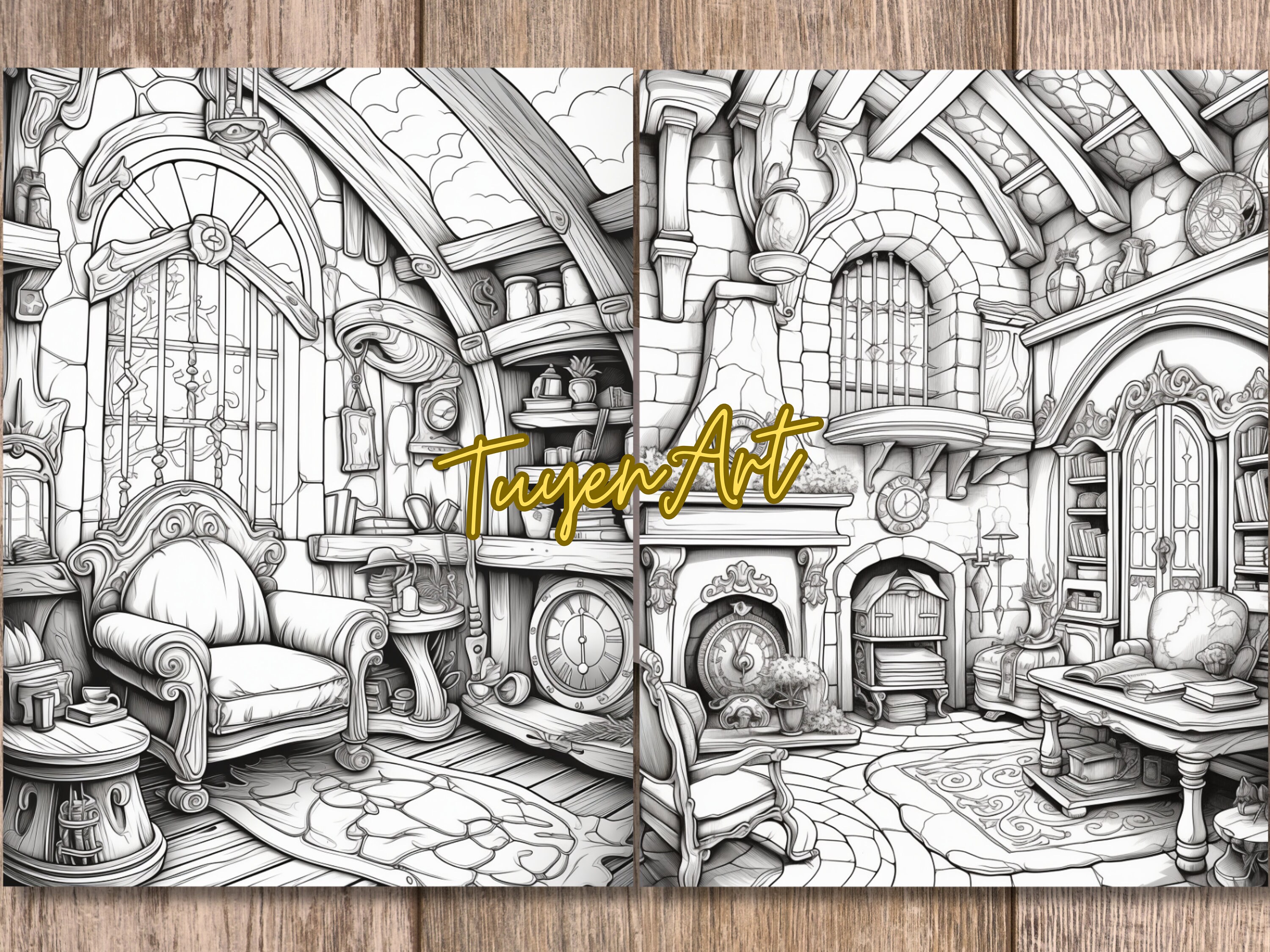 Fantasy House Interior Coloring Pages, Fantasy Coloring, Coloring Book ...