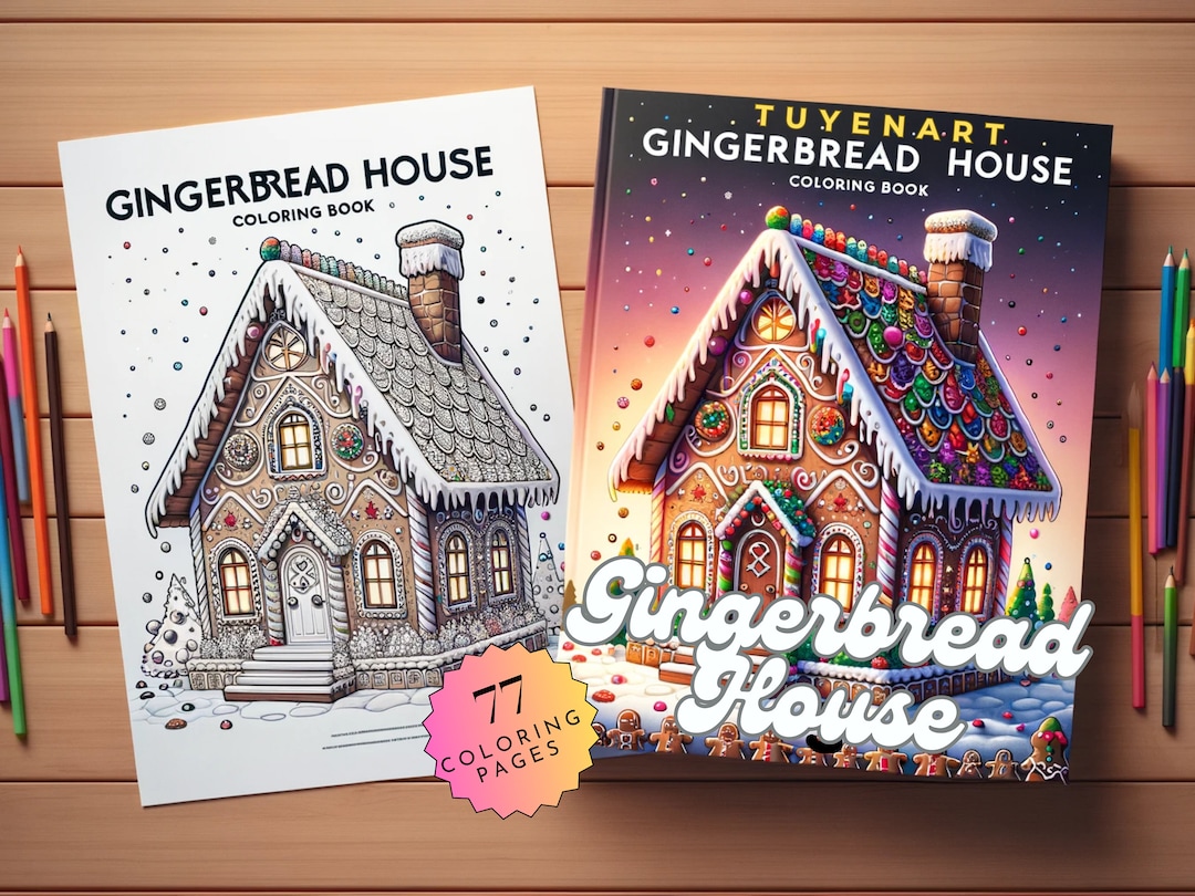 Gingerbread House Coloring Book, Christmas Candy, Christmas Themed ...
