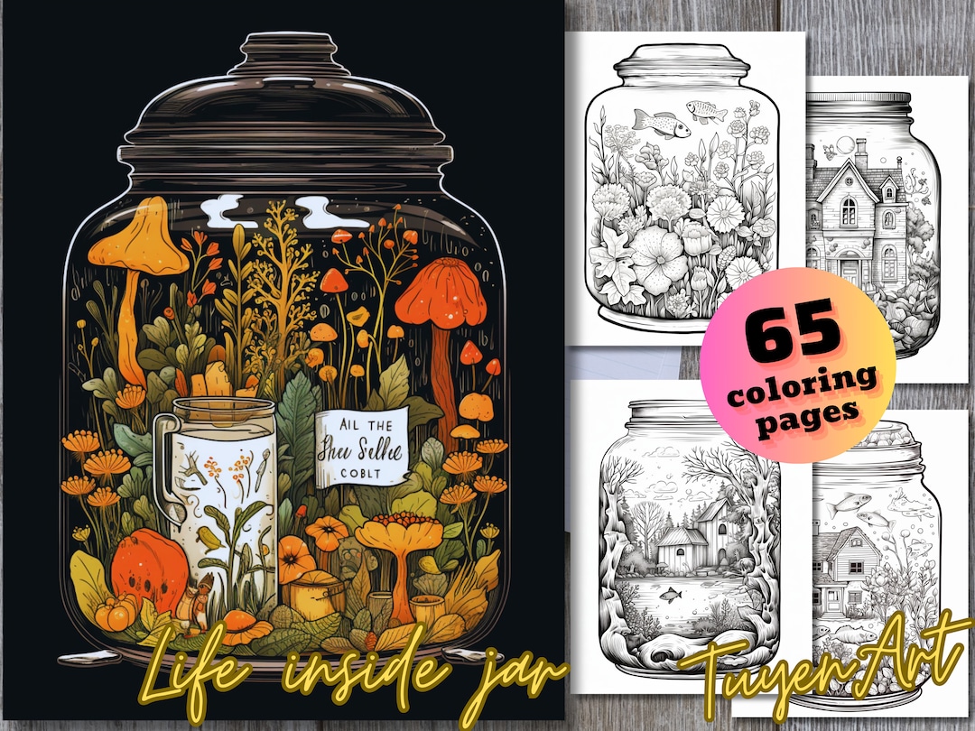 Life Inside Jar Coloring Book, in A Jar Coloring Pages, Jar Worlds for ...