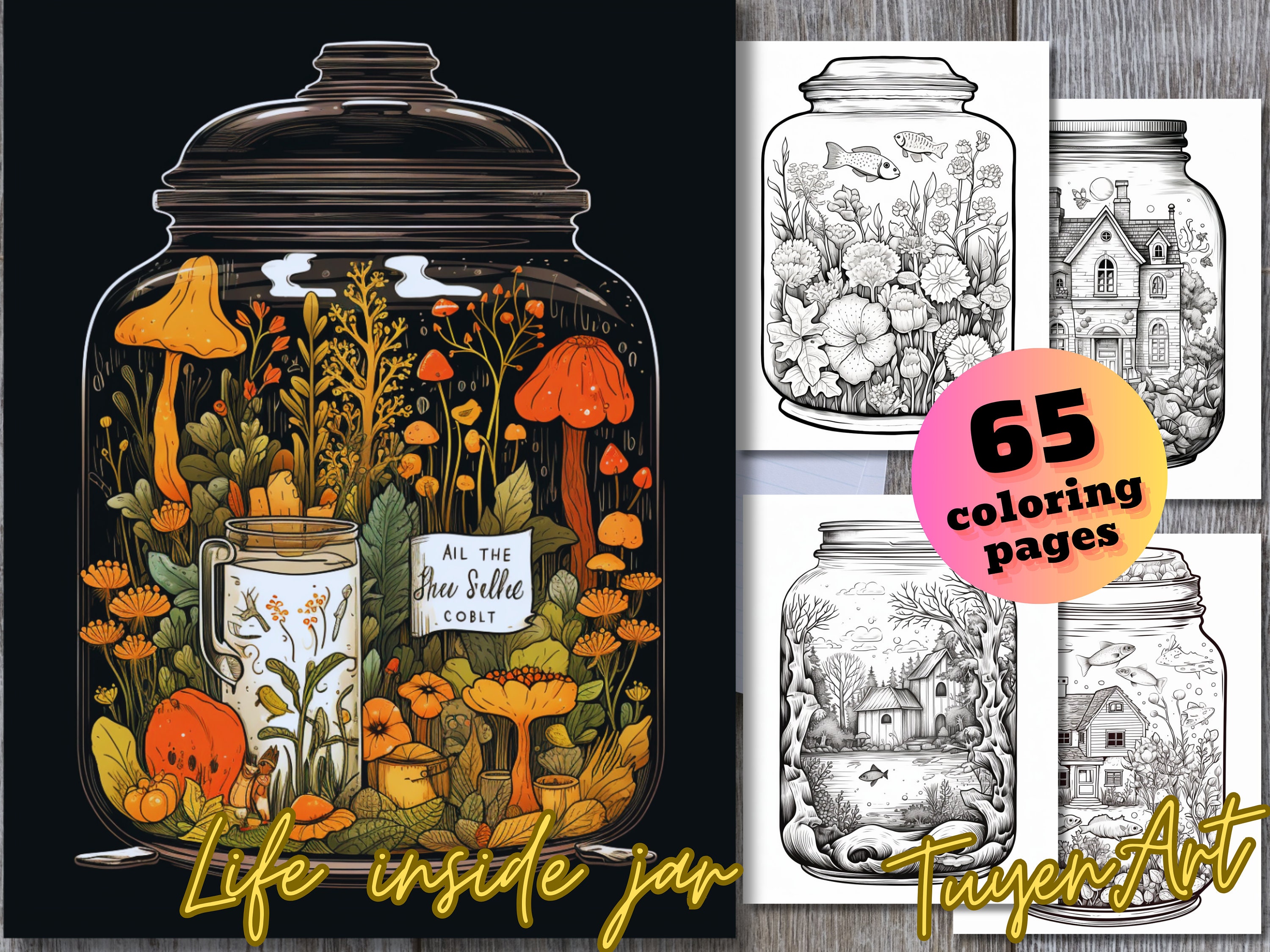 Life Inside Jar Coloring Book, in A Jar Coloring Pages, Jar Worlds for ...