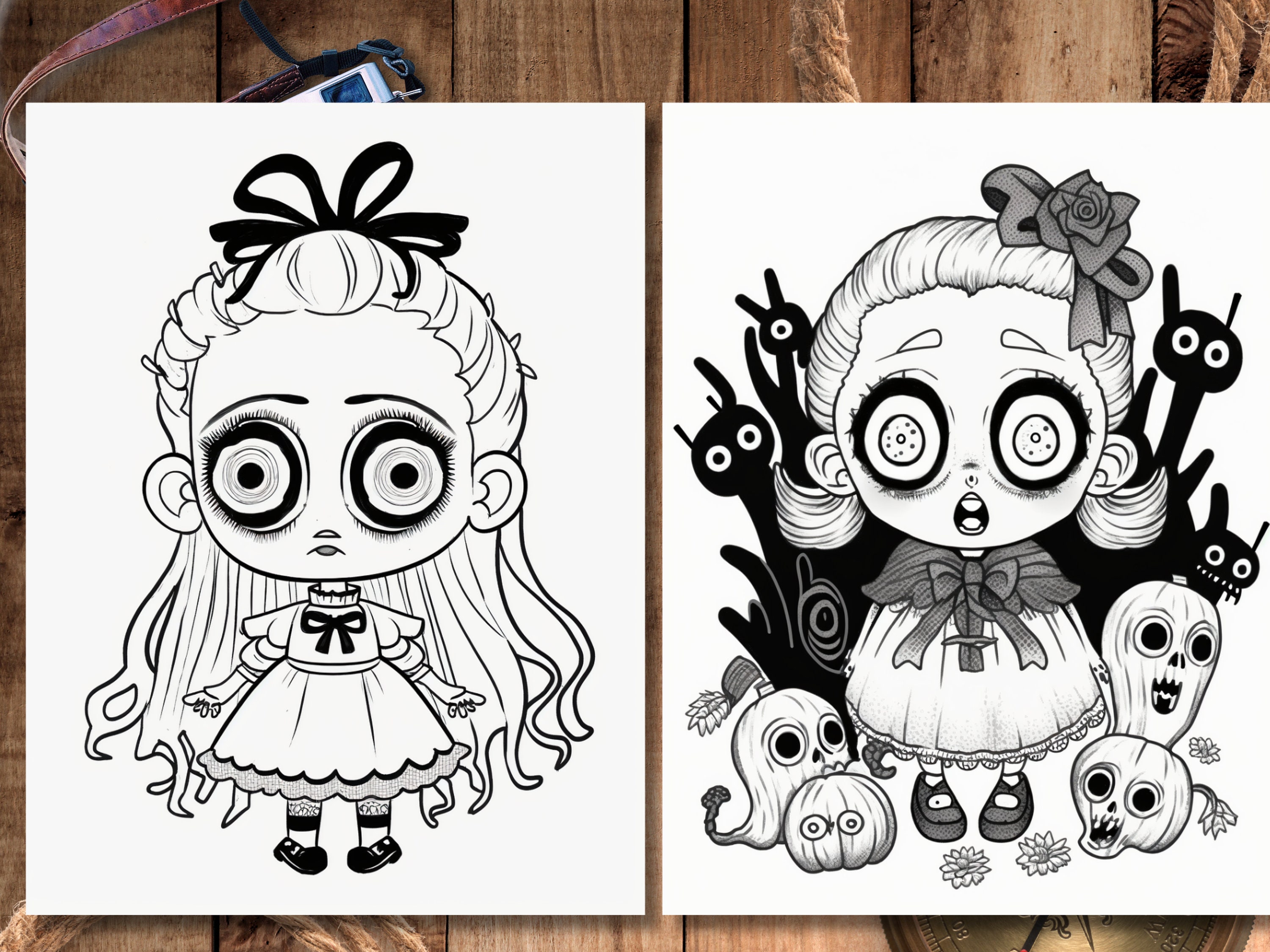Spooky Girl - Horror Coloring Book for Kids & Adults, Spooky Coloring ...