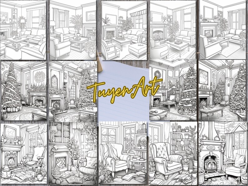 Big Bundle Interior Design Coloring Book Modern & Minimal, Boho and ...