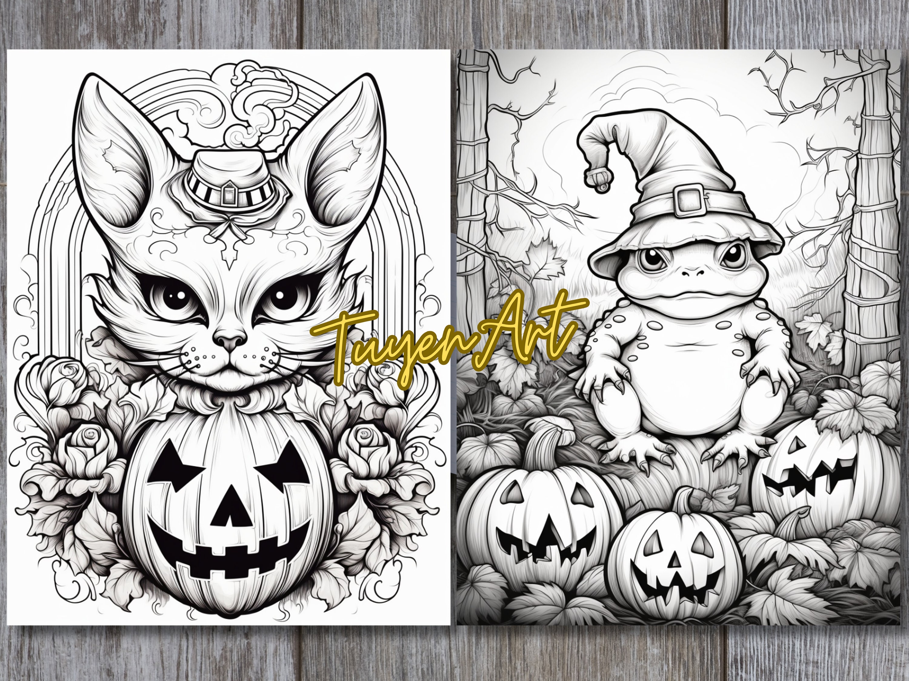 Halloween Animals Coloring Book, Gothic Pumpkin Cutties Coloring Pages ...