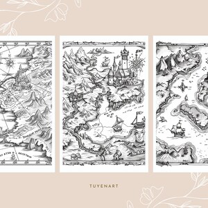 Fantasy Map Coloring Book, Landscapes Fantasy Worlds Coloring Page ...