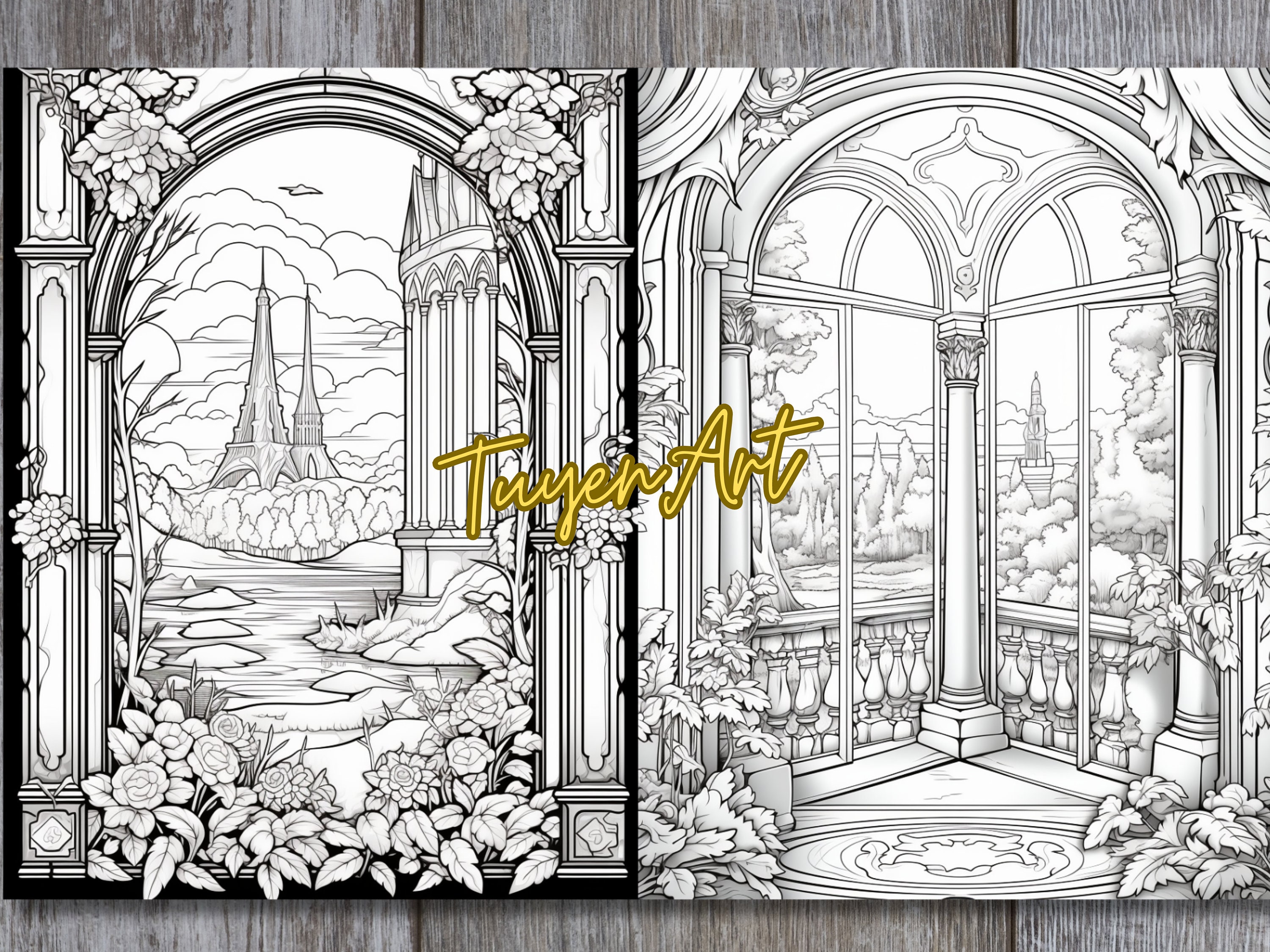 Window to Another World Coloring Pages, Coloring Book for Adults Kids ...