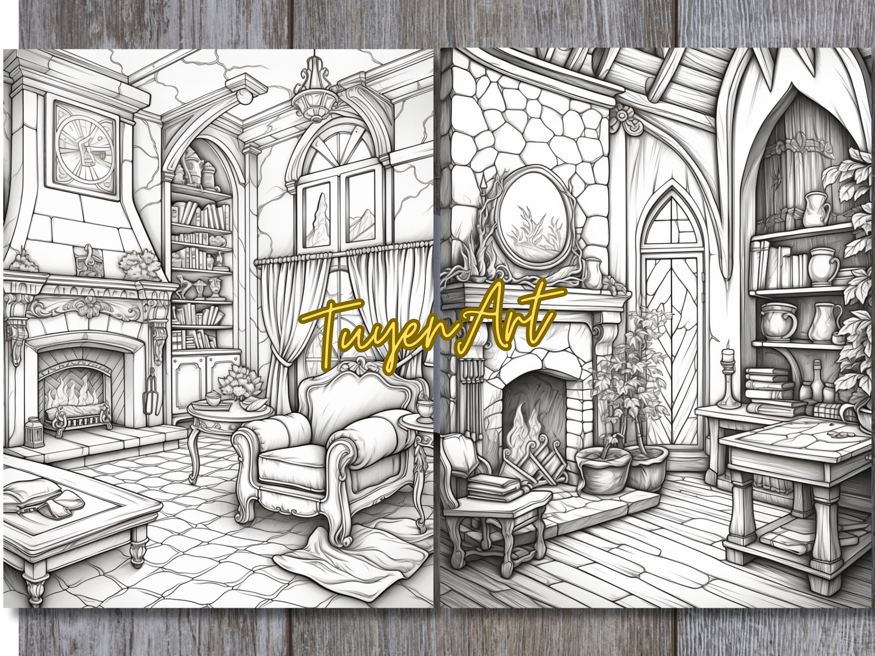 Fantasy House Interior Coloring Pages, Fantasy Coloring, Coloring Book ...