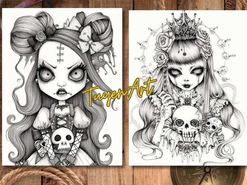 Beauty Miss Nightmare Coloring Book, Horror Beauties Coloring Pages ...