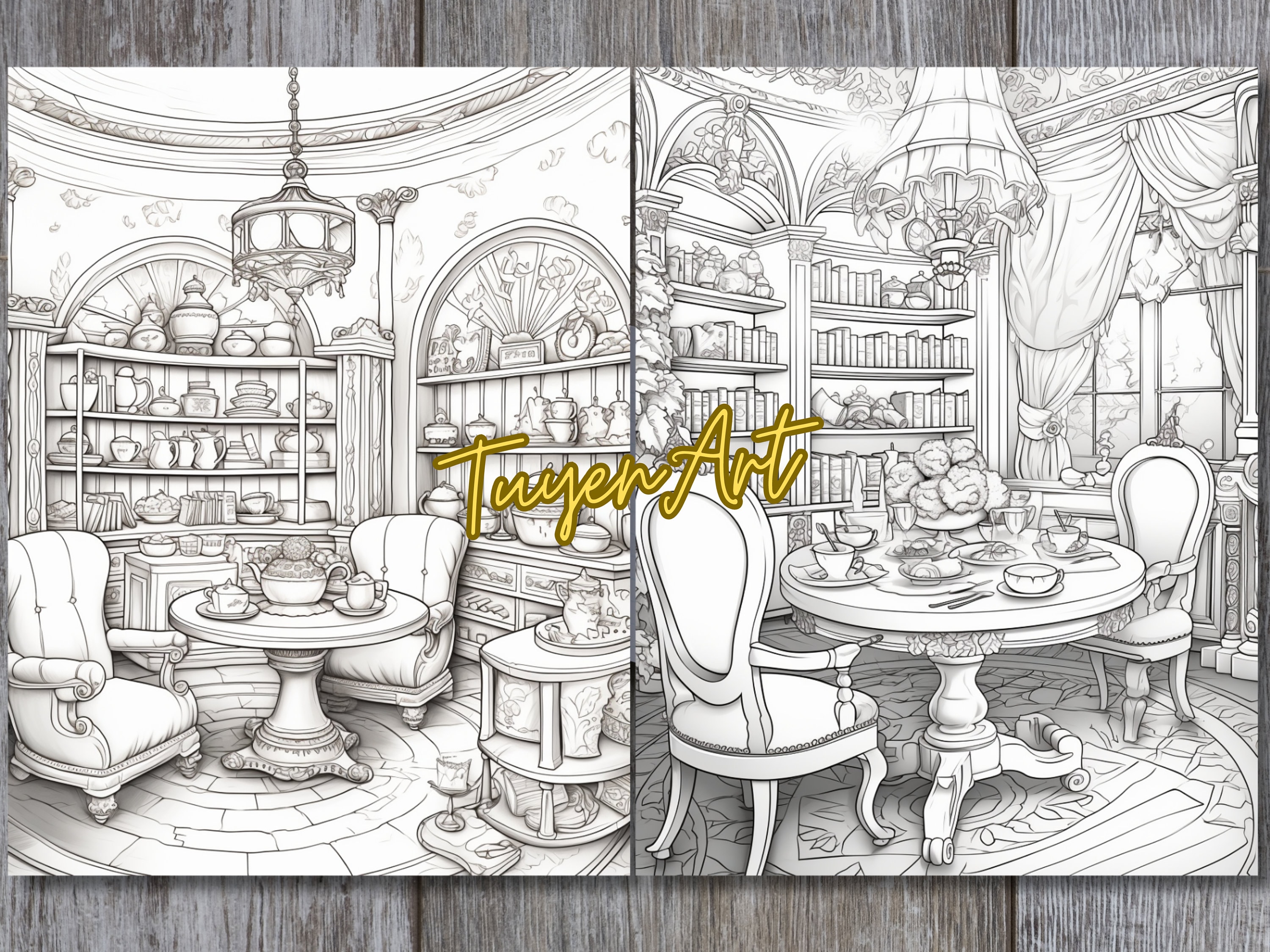 Whimsical Tea Room Interior Designs - Fairytale Tea Rooms Coloring Book ...