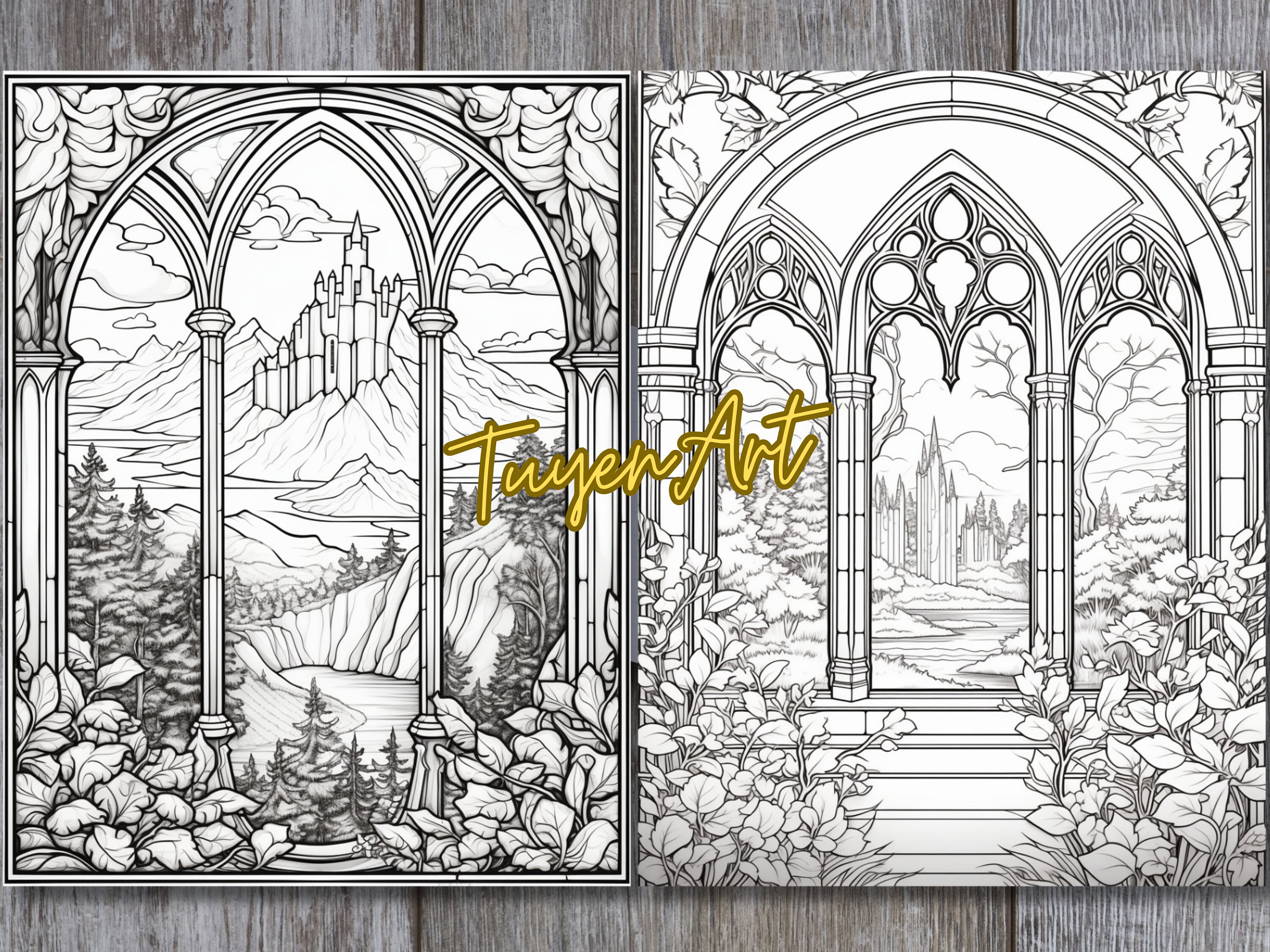 Window to Another World Coloring Pages, Coloring Book for Adults Kids ...