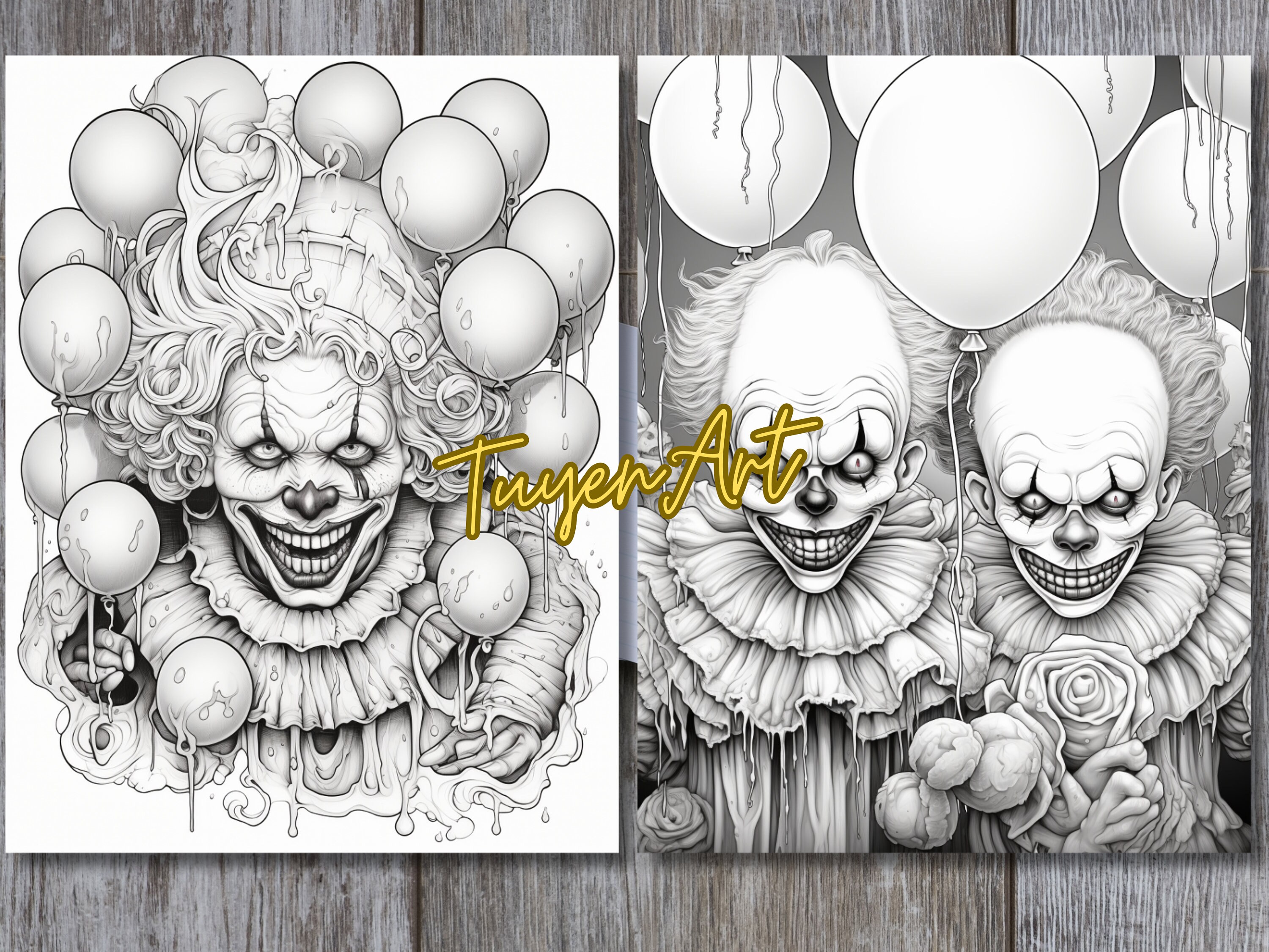 Evil Clowns Coloring Book for Adults & Teens Evil Clowns, Skulls ...