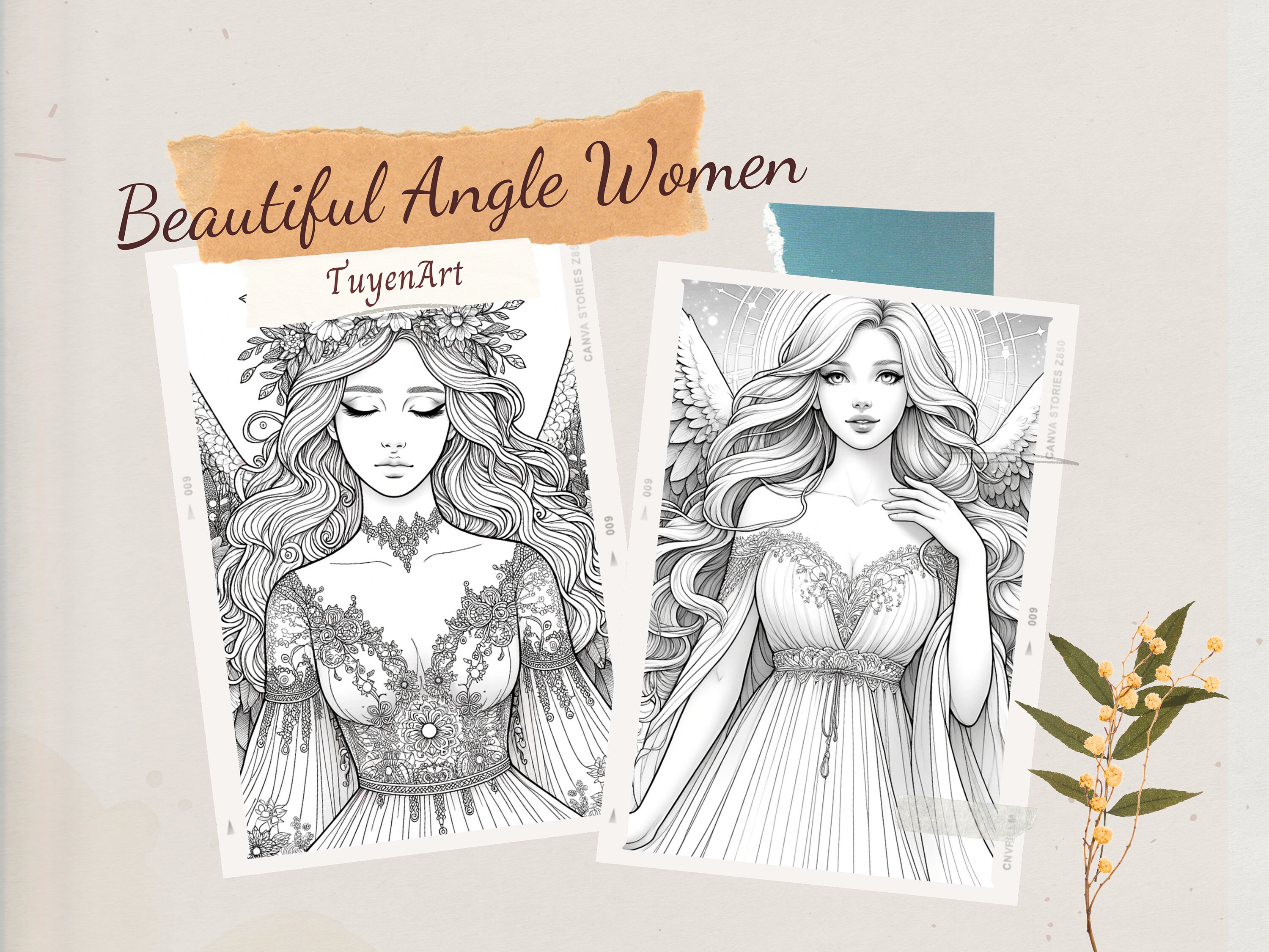 Beautiful Angel Women Coloring Book, Beautiful Girls Coloring Pages ...