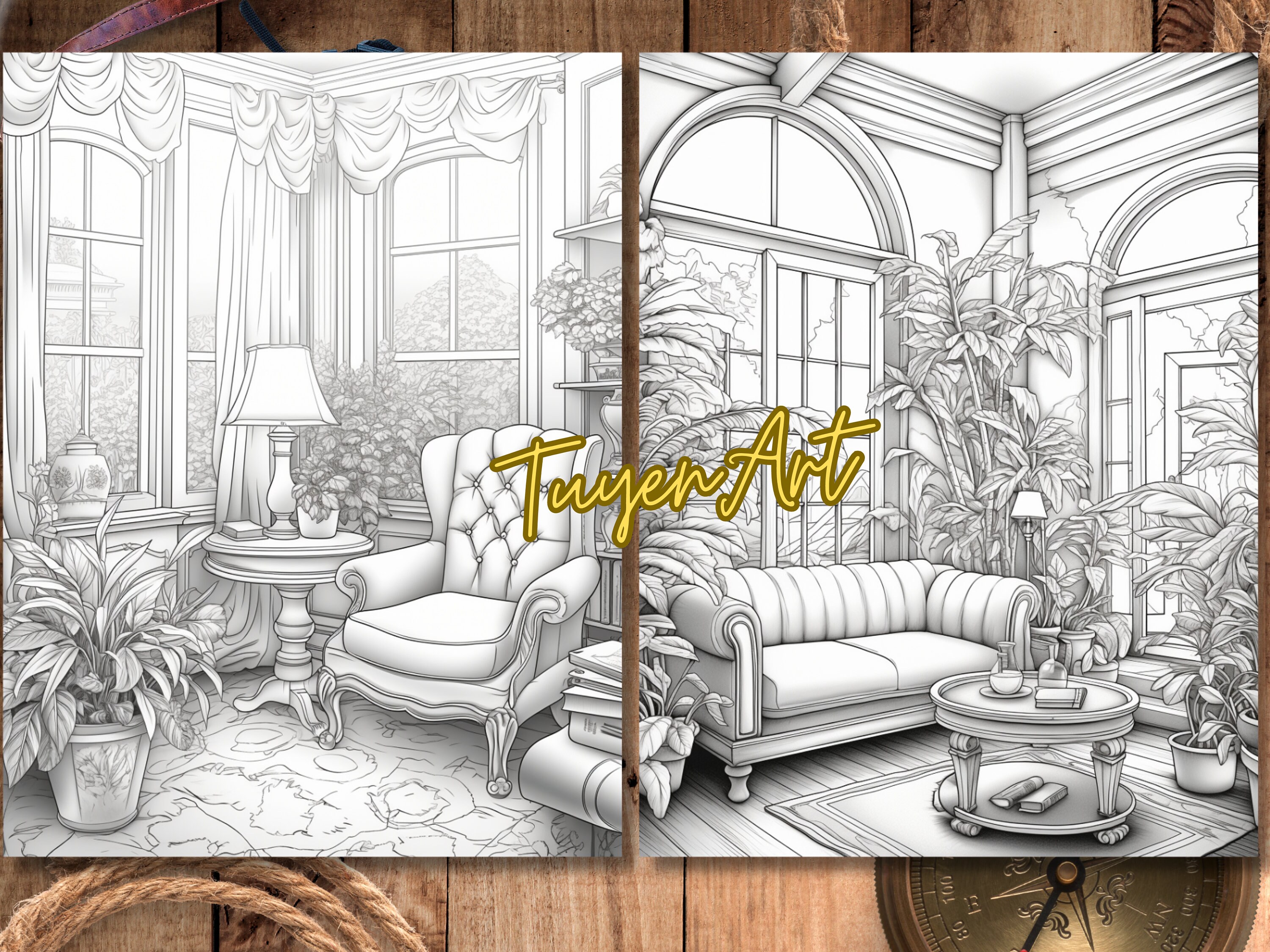 Cute Interior Designs Coloring Book for Adults Boho and - Etsy