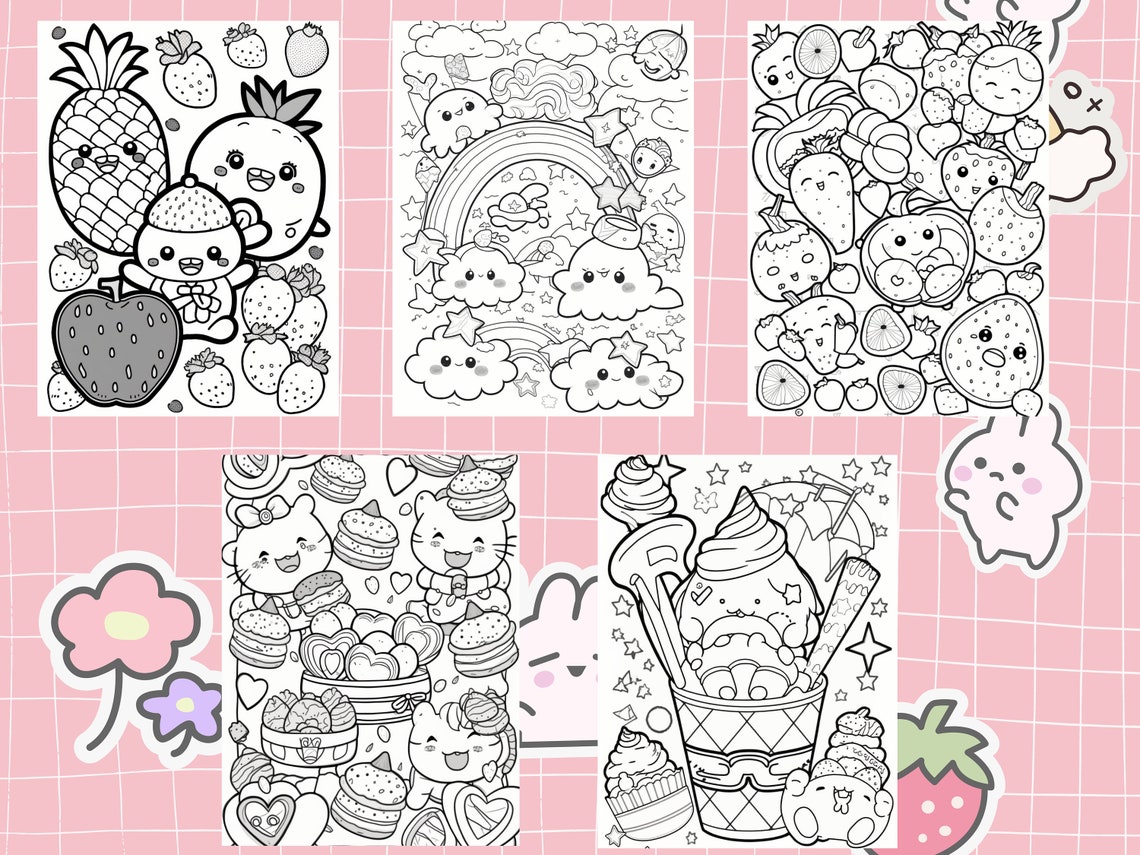 Kawaii Coloring Pages Cute Coloring Pages for Kids and Adults Digital ...