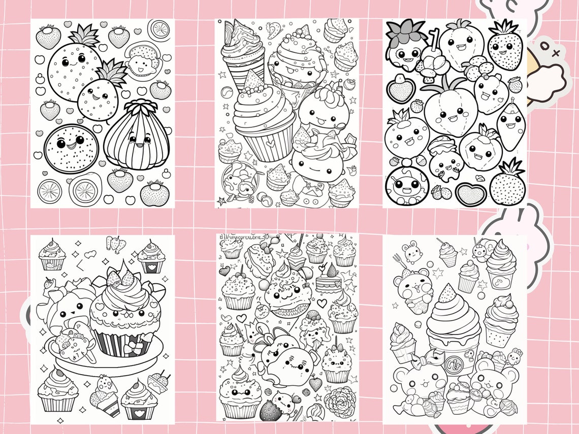 Kawaii Coloring Pages Cute Coloring Pages for Kids and Adults Digital ...
