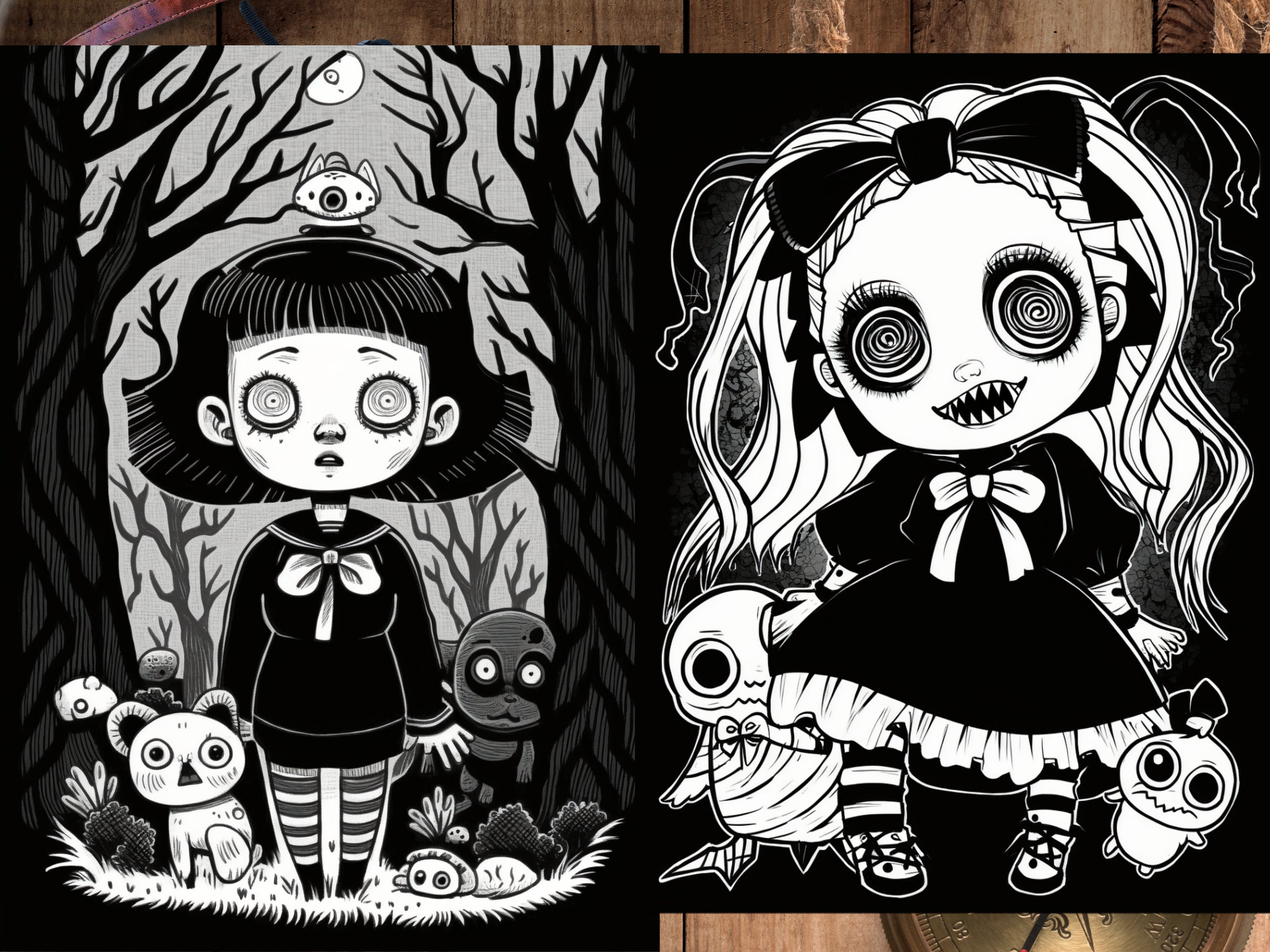 Spooky Girl - Horror Coloring Book for Kids & Adults, Spooky Coloring ...