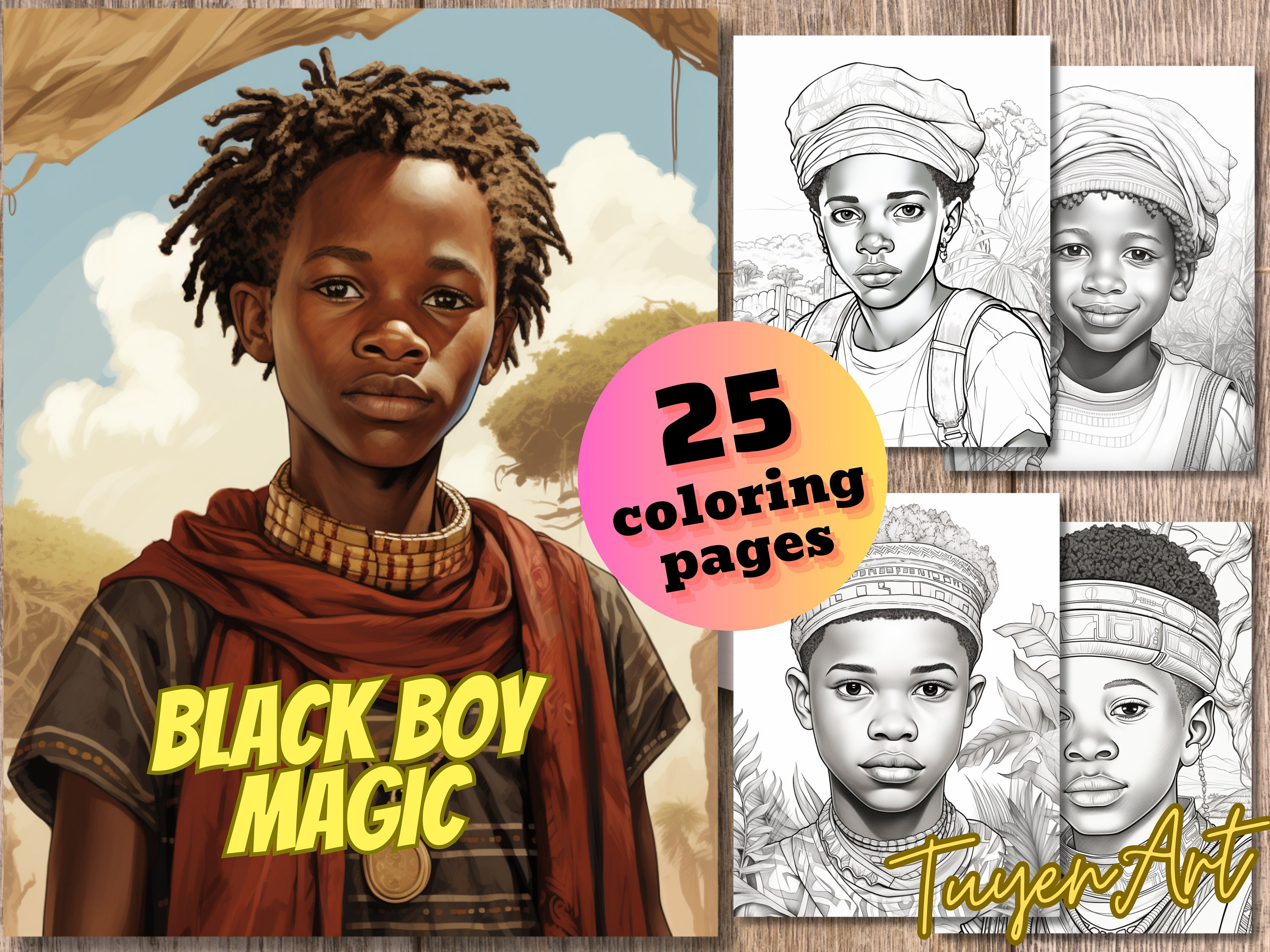 Black Boy Magic Coloring Pages, Afro Boy, Black Kids Magigc Coloring ...