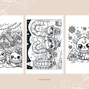 Kawaii Christmas Coloring Book, Xmas Santa Coloring Pages, Cute Kawaii ...