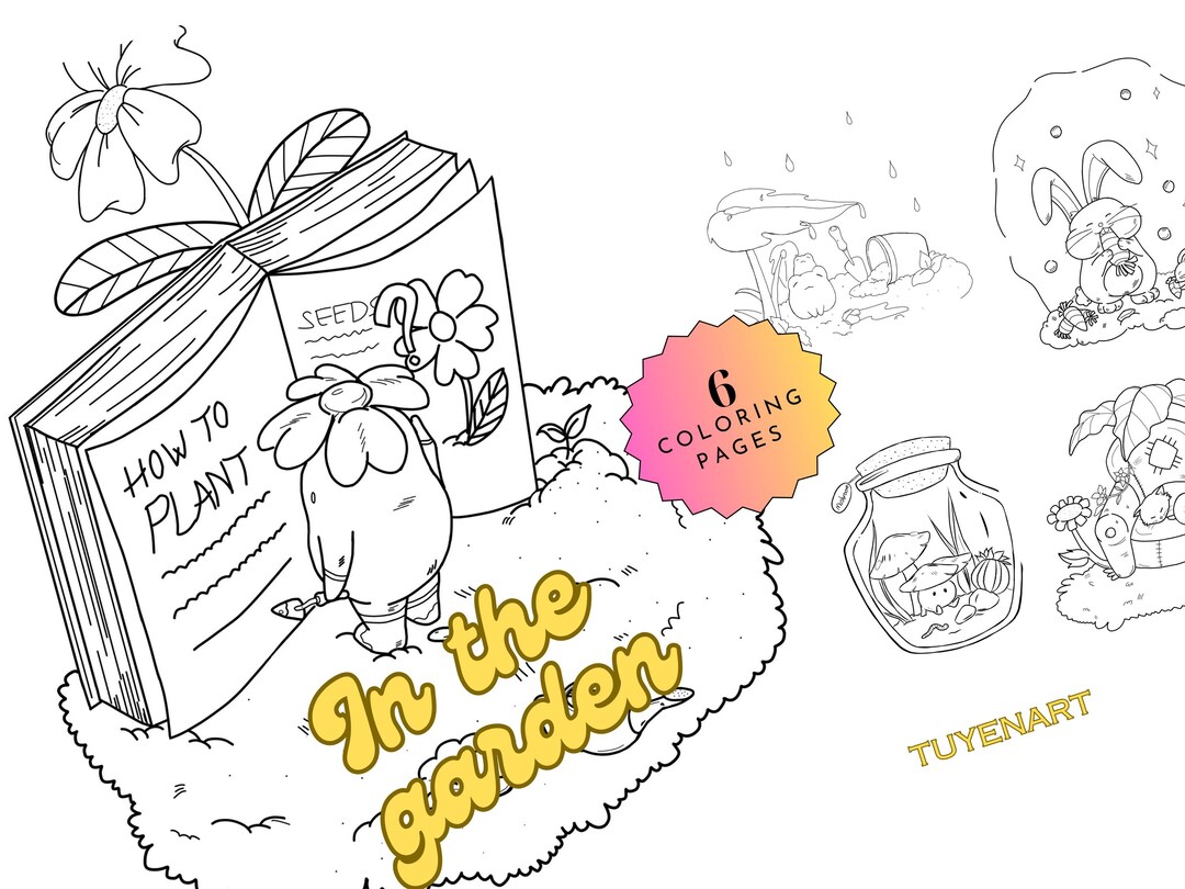 In the Garden Coloring Book, Cute and Cozy Spaces Coloring Pages ...