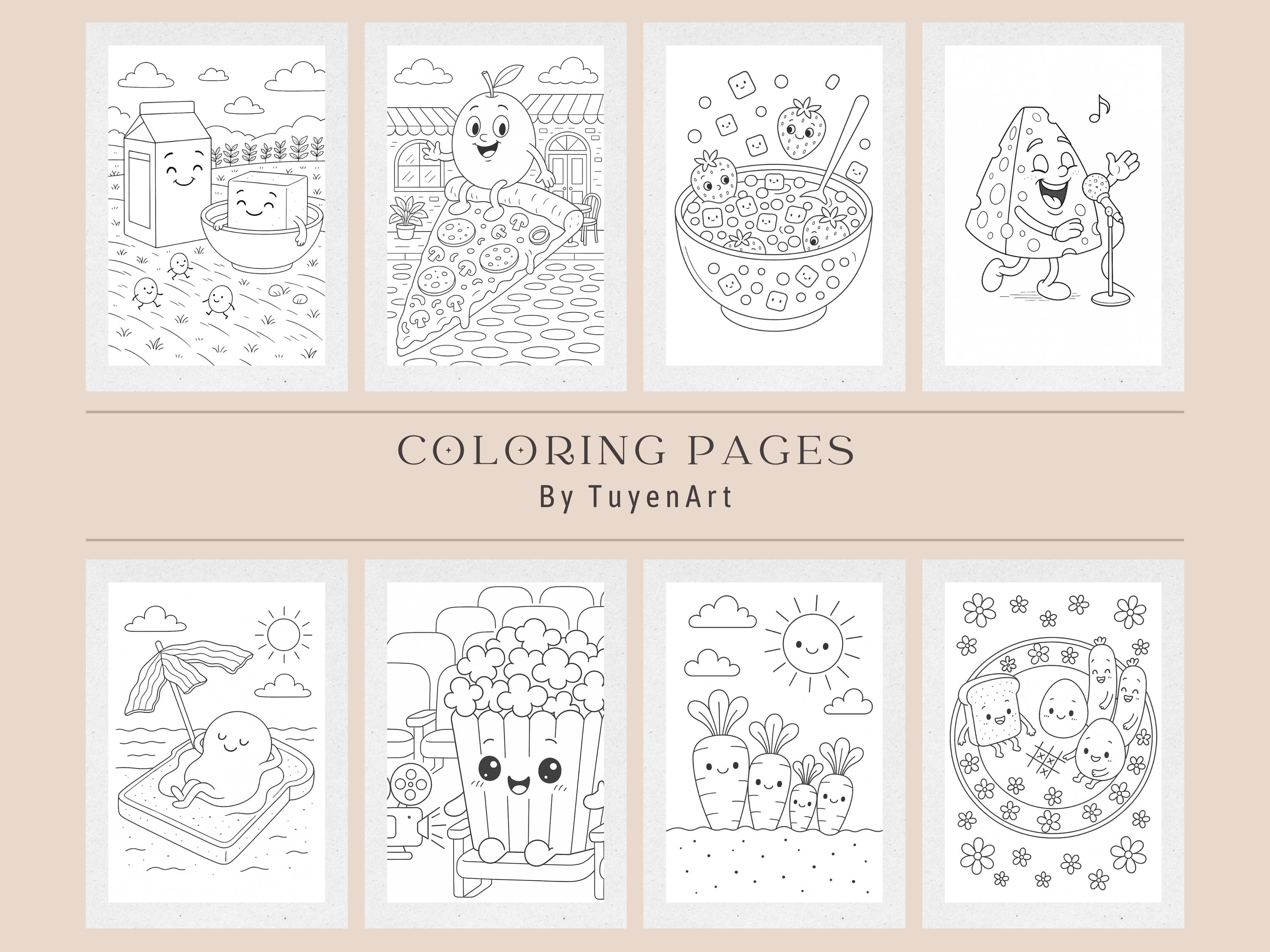Foodie Friends Cozy - Vol 2 Coloring Book, Cute for All Printable ...