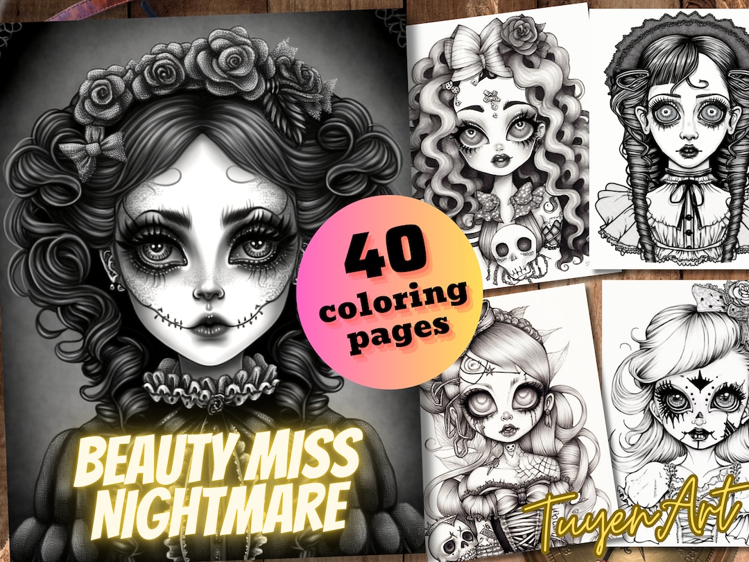 Beauty Miss Nightmare Coloring Book, Horror Beauties Coloring Pages ...