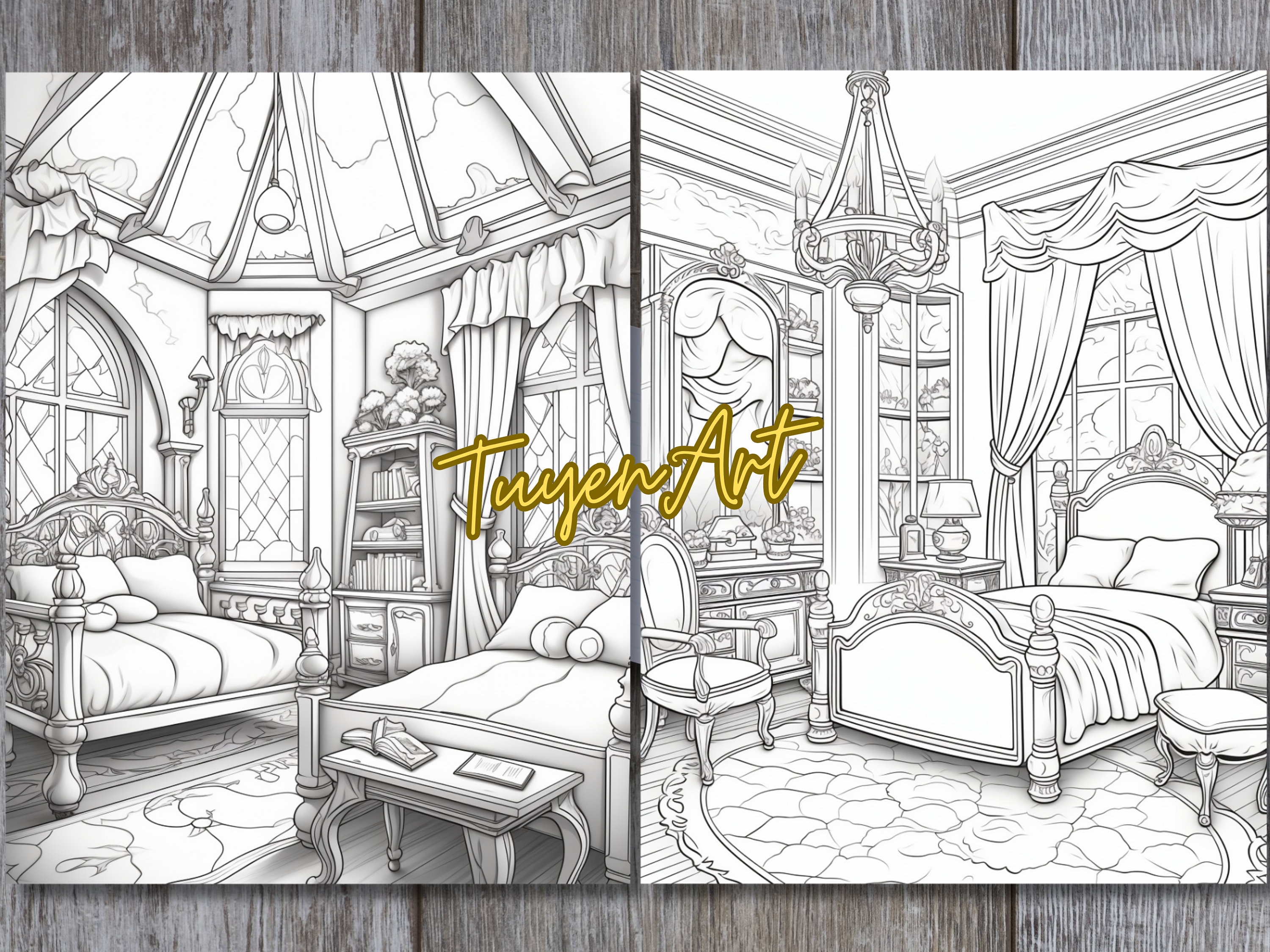 Magical Nursery Rooms Designs Coloring Book for Adults - Boho and ...