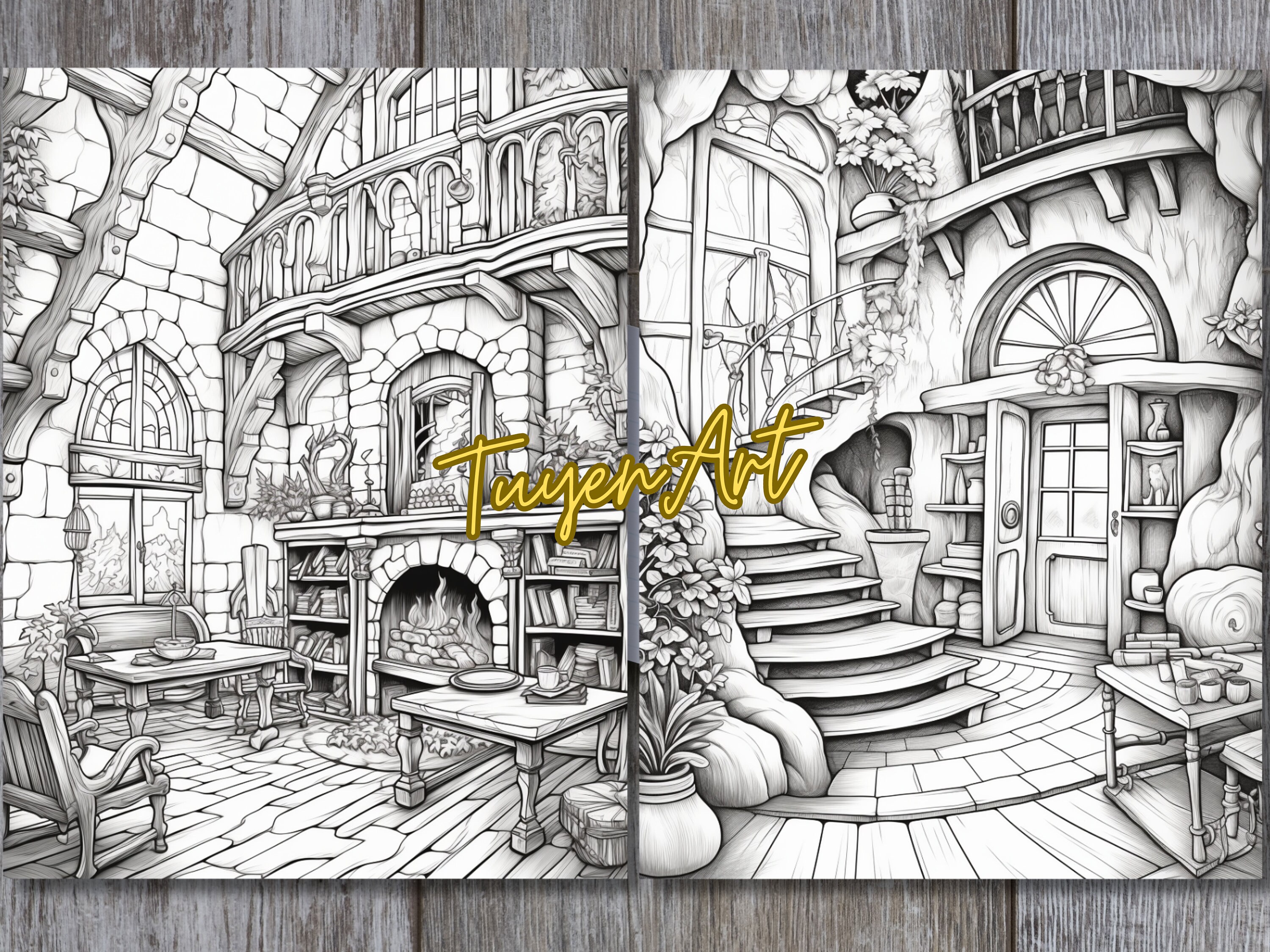 Fantasy House Interior Coloring Pages, Fantasy Coloring, Coloring Book ...