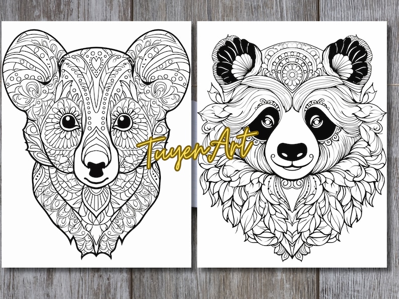 Animals Mandala Coloring Pages Coloring Book for Adults Kids - Etsy