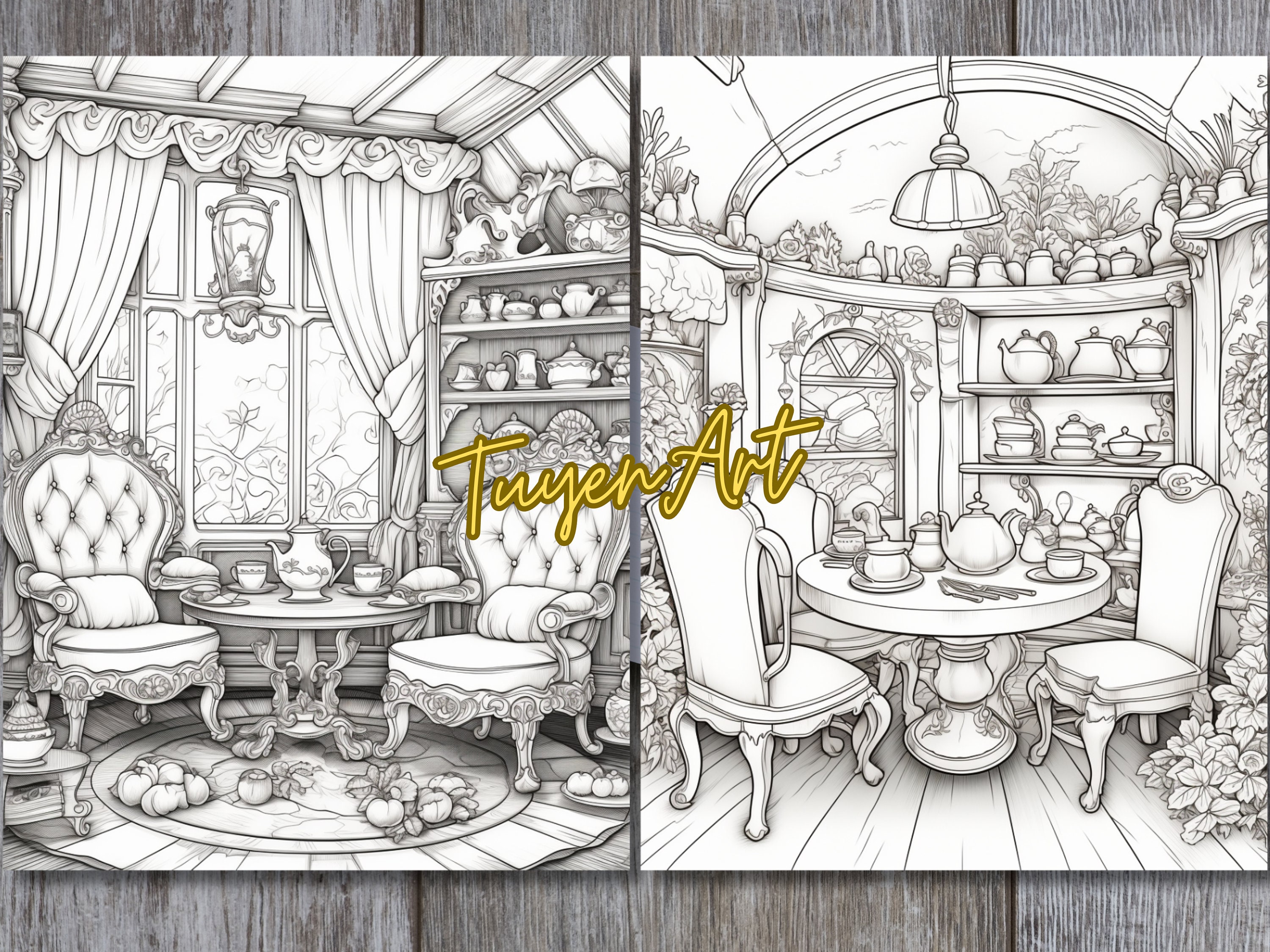 Whimsical Tea Room Interior Designs - Fairytale Tea Rooms Coloring Book ...