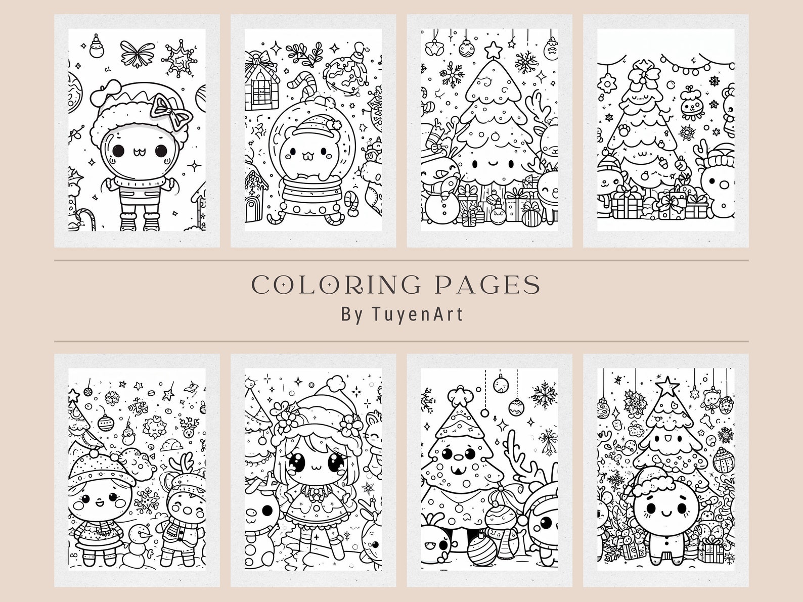 Kawaii Christmas Joy Coloring Book, Kawaii Gifts, Cute Kawaii Christmas ...