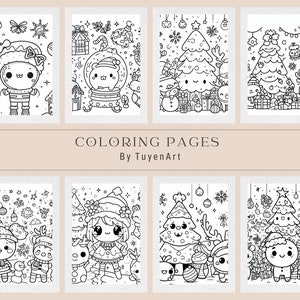 Kawaii Christmas Joy Coloring Book, Kawaii Gifts, Cute Kawaii Christmas ...