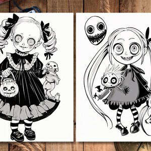 Spooky Girl - Horror Coloring Book for Kids & Adults, Spooky Coloring ...