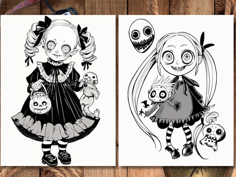 Spooky Girl - Horror Coloring Book for Kids & Adults, Spooky Coloring ...