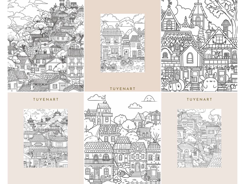 Kawaii Town Coloring Book, Architect and Building Coloring Pages ...