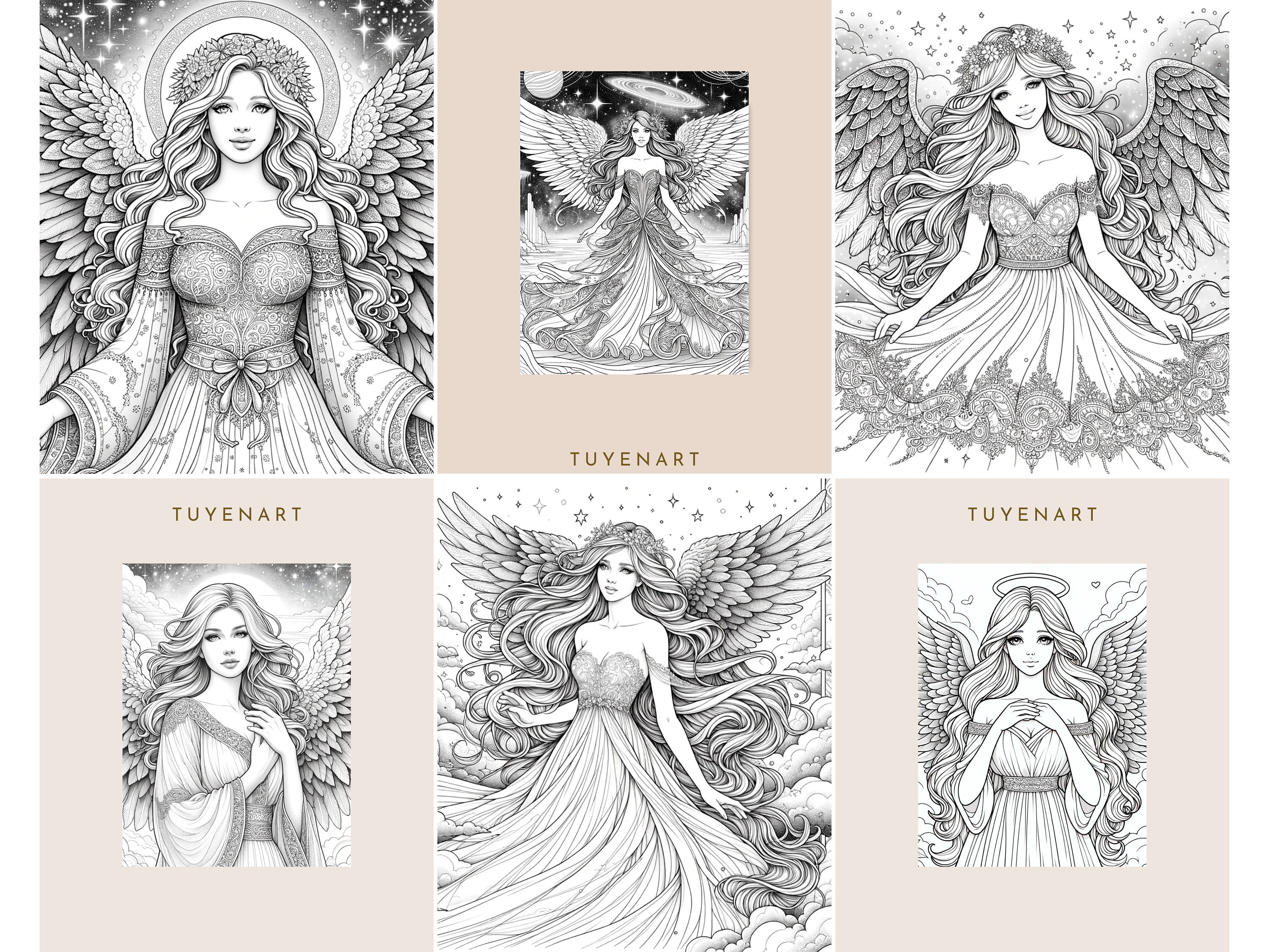 Beautiful Angel Women Coloring Book, Beautiful Girls Coloring Pages ...