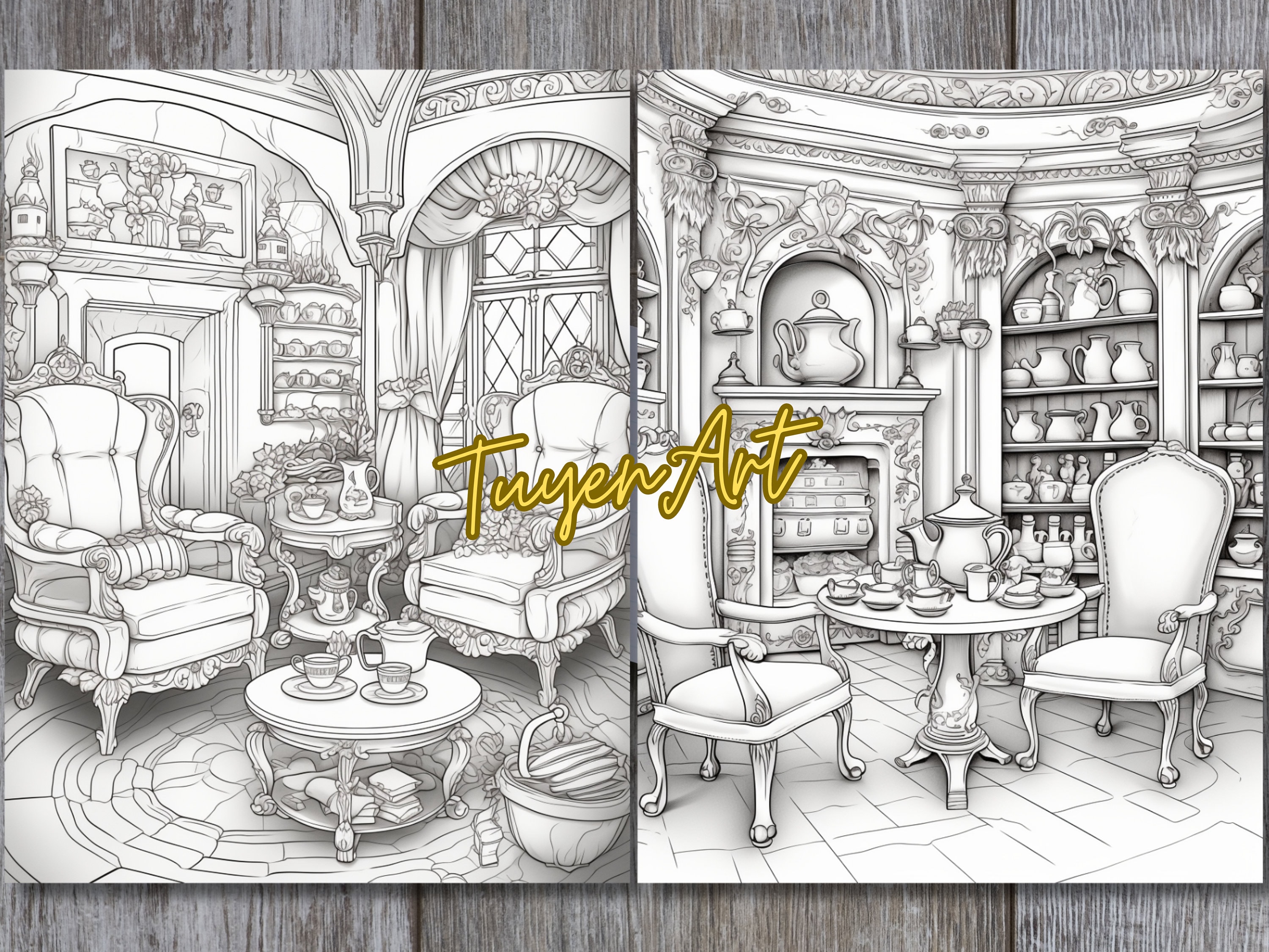 Whimsical Tea Room Interior Designs - Fairytale Tea Rooms Coloring Book ...