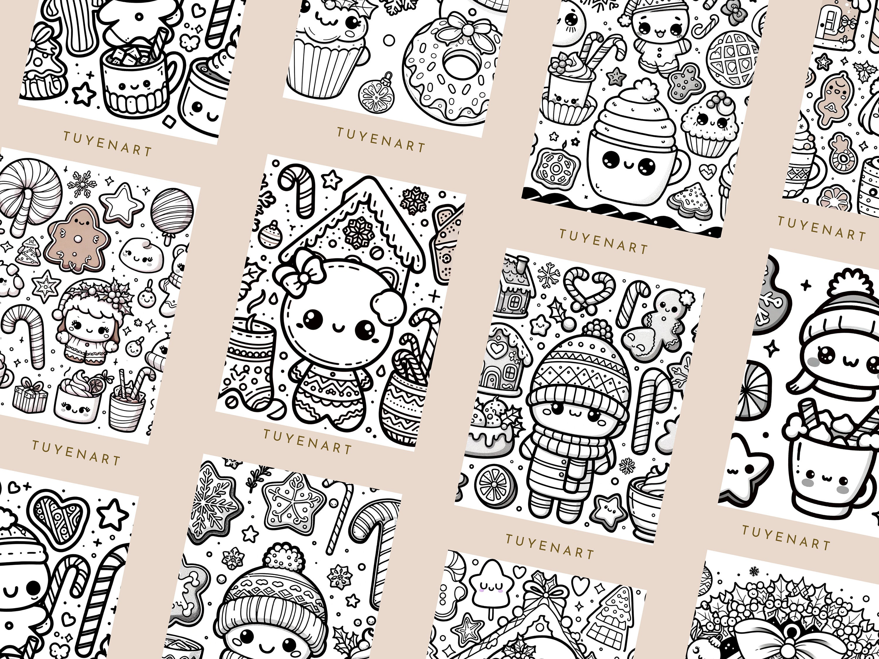 Kawaii Christmas Food Coloring Book, Kawaii Christmas Coloring Pages ...