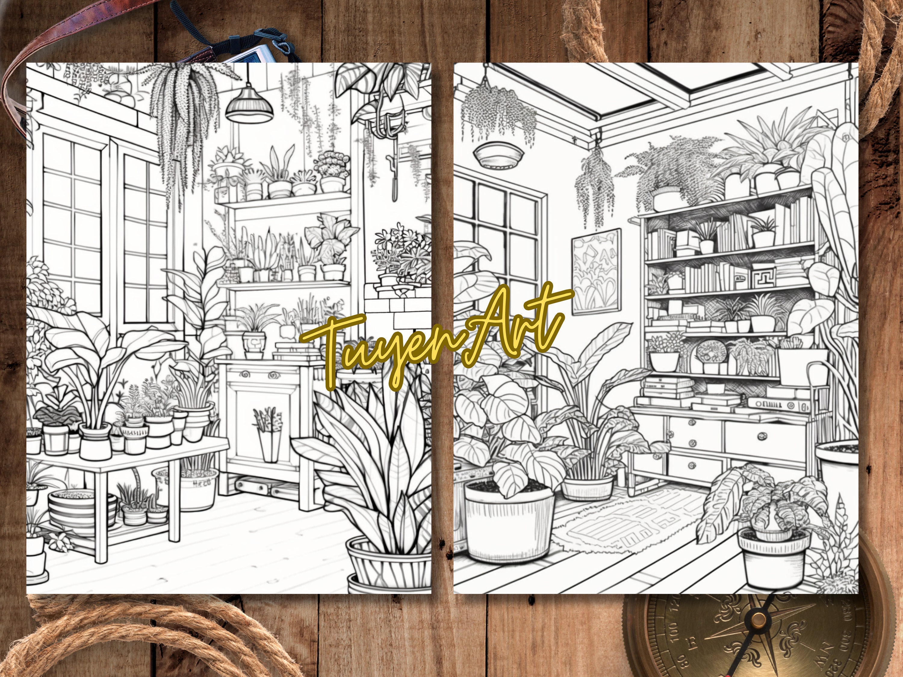 Houseplants, Plant Coloring Pages for Adults, Printable Coloring Sheets ...