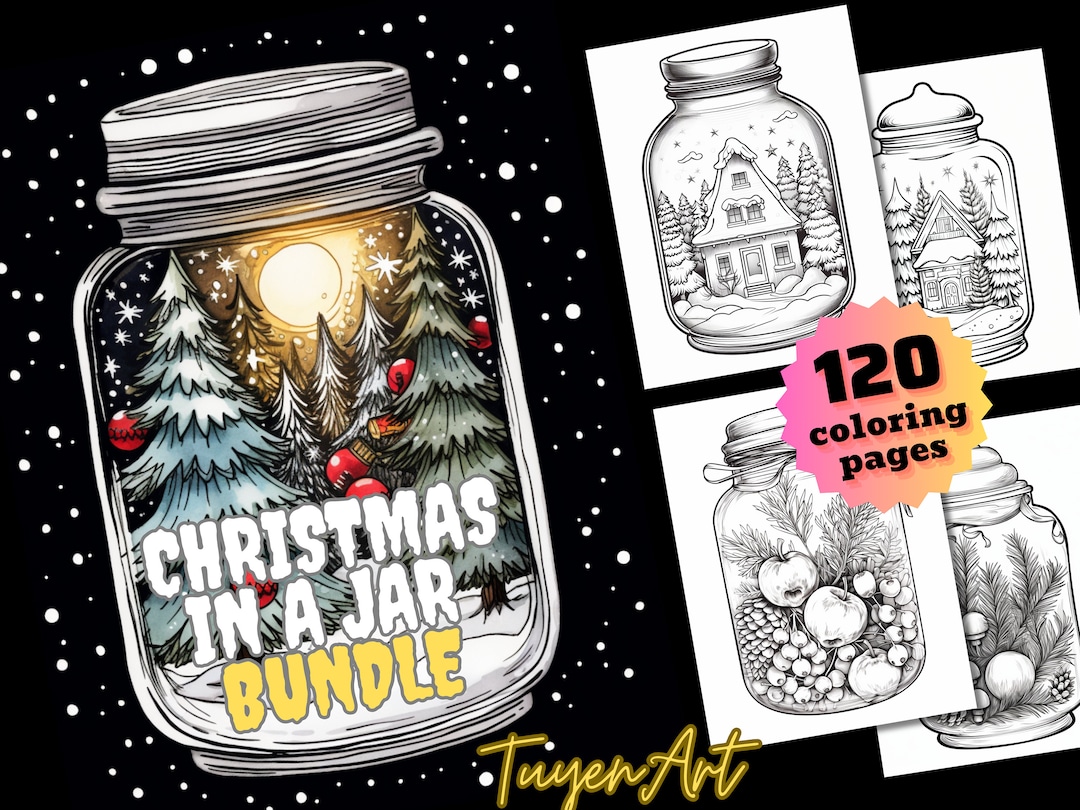 Christmas in A Jar Coloring Book, Christmas Bundle Coloring Pages ...