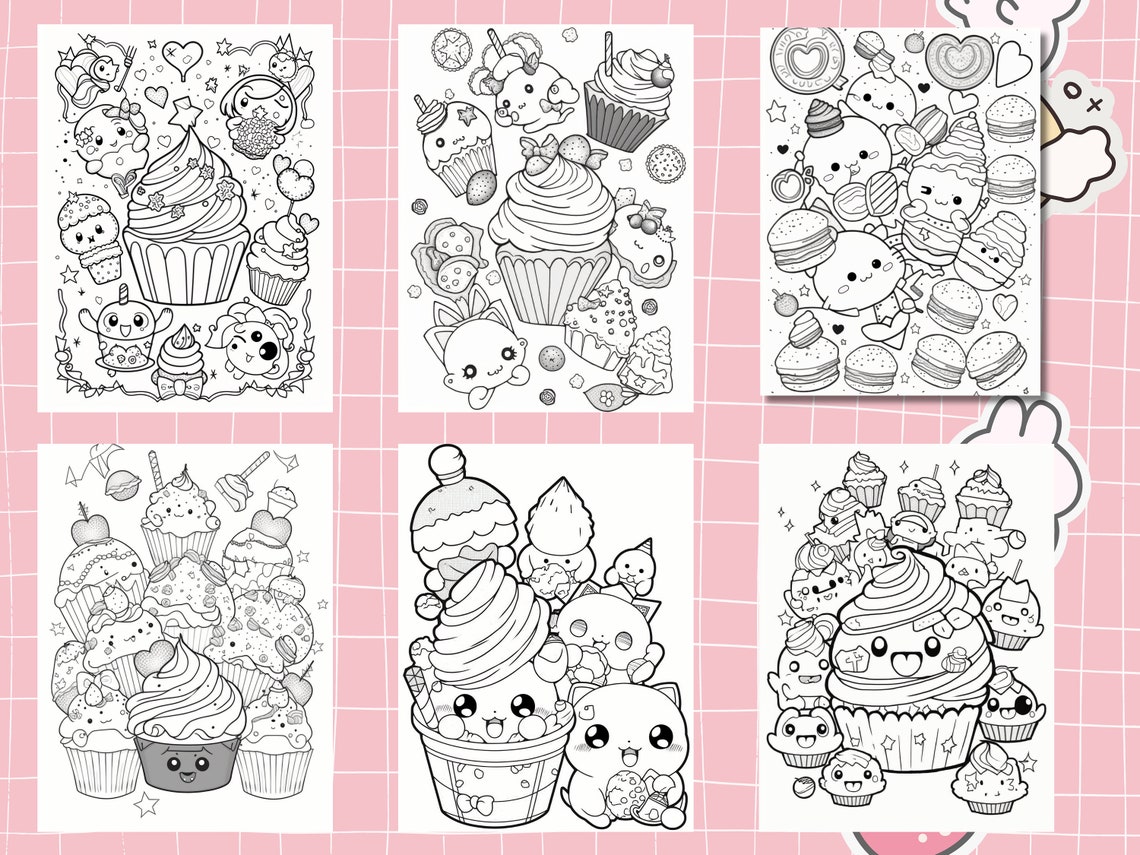 Kawaii Coloring Pages Cute Coloring Pages for Kids and Adults Digital ...