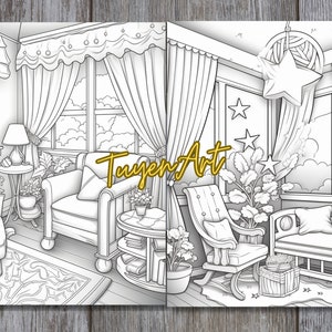 Magical Nursery Rooms Designs Coloring Book for Adults - Boho and ...