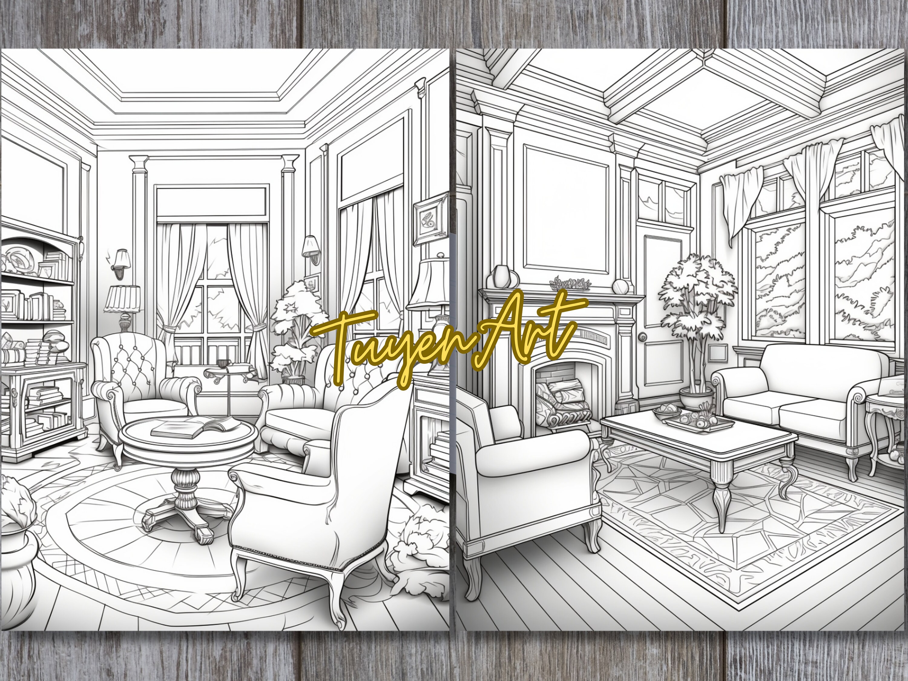 Interior Isometric Coloring Pages, House Isometric Coloring Book, Cozy ...