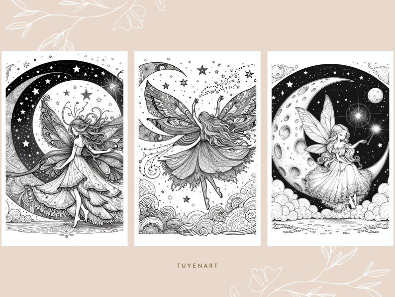 Moon Fairies Coloring Book, Fairy Girl Coloring Pages, Fantasy Coloring ...