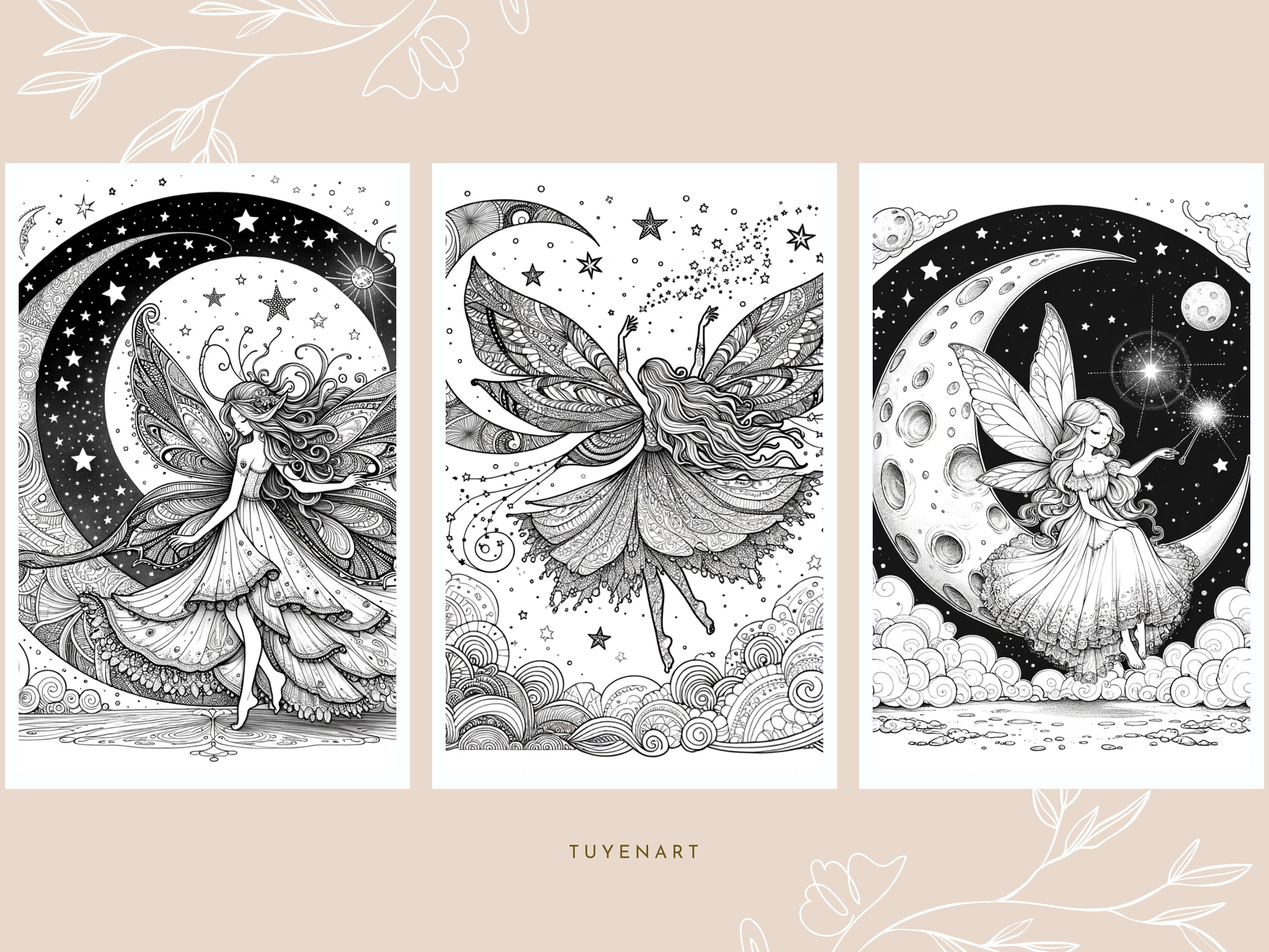 Moon Fairies Coloring Book, Fairy Girl Coloring Pages, Fantasy Coloring ...