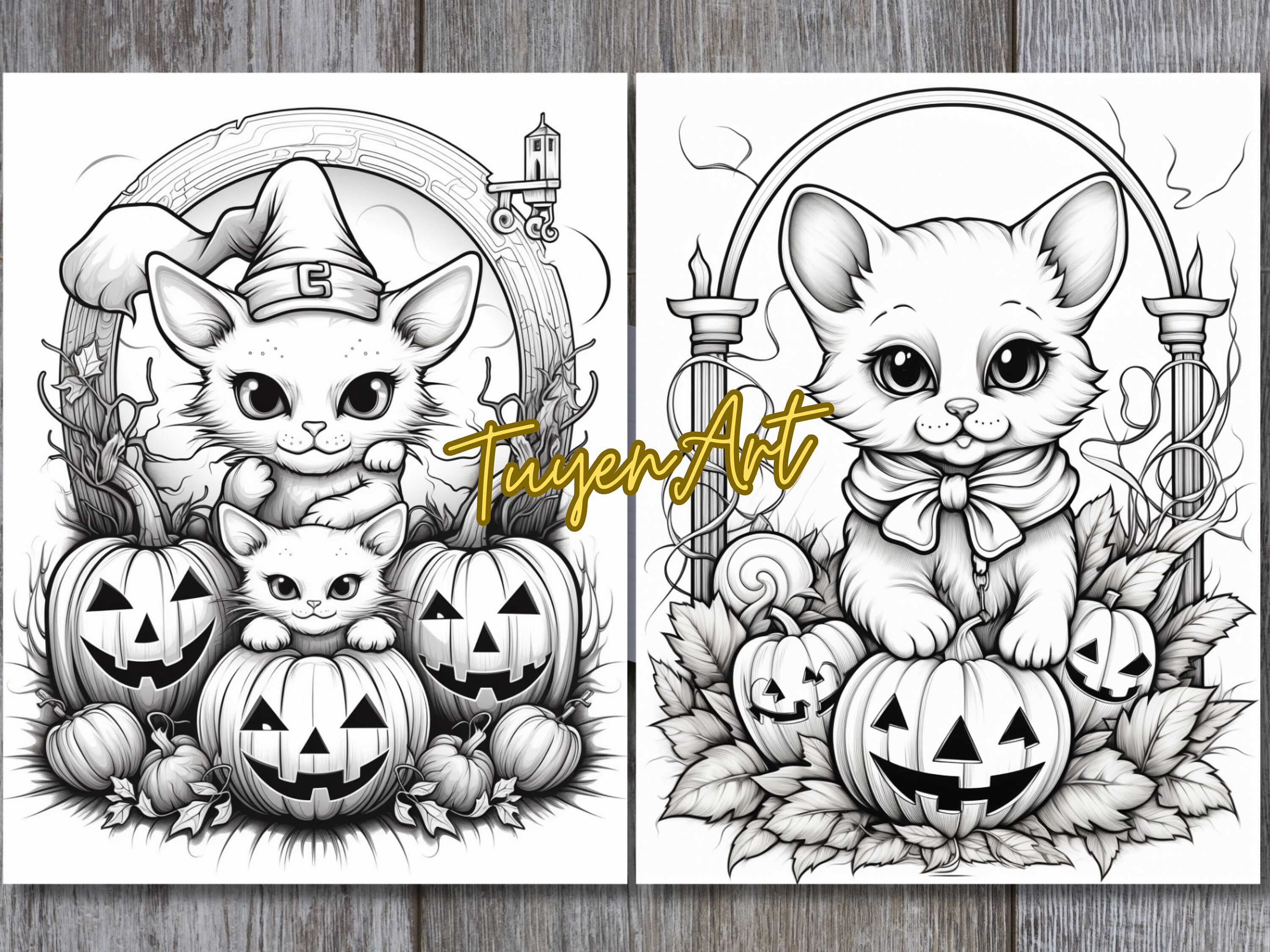 Halloween Animals Coloring Book, Gothic Pumpkin Cutties Coloring Pages ...